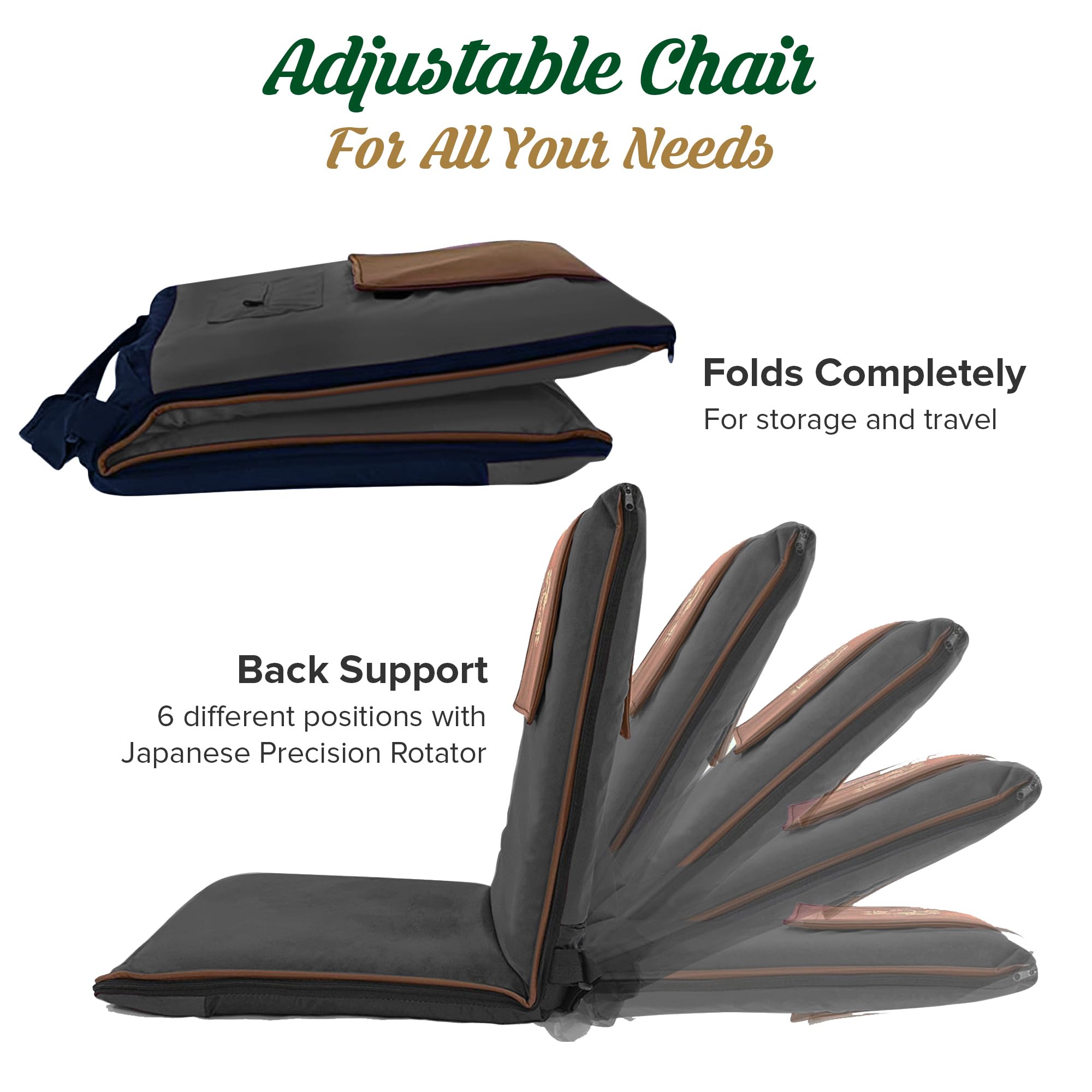 Japanese Meditation Floor Chair with Back Support for Adults - Premium Meditation Chair with Adjustable & Foldable Back for Seating, Yoga & Gaming β Folding Backjack Chairs with Backrest for Adults