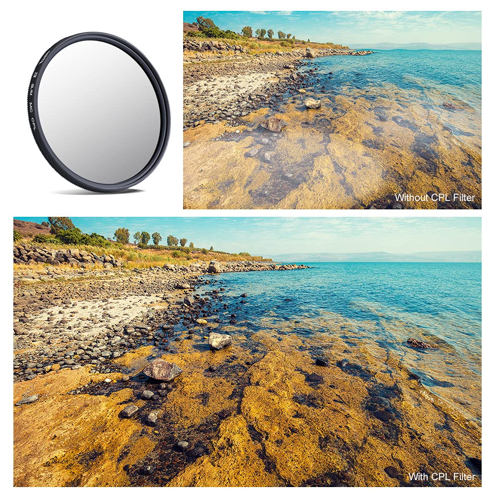 K&F Concept 77mm Polarizer Filter, CPL Polarizing Filter, Reduce Glare/Better Contrast/Waterproof, for Camera Lens