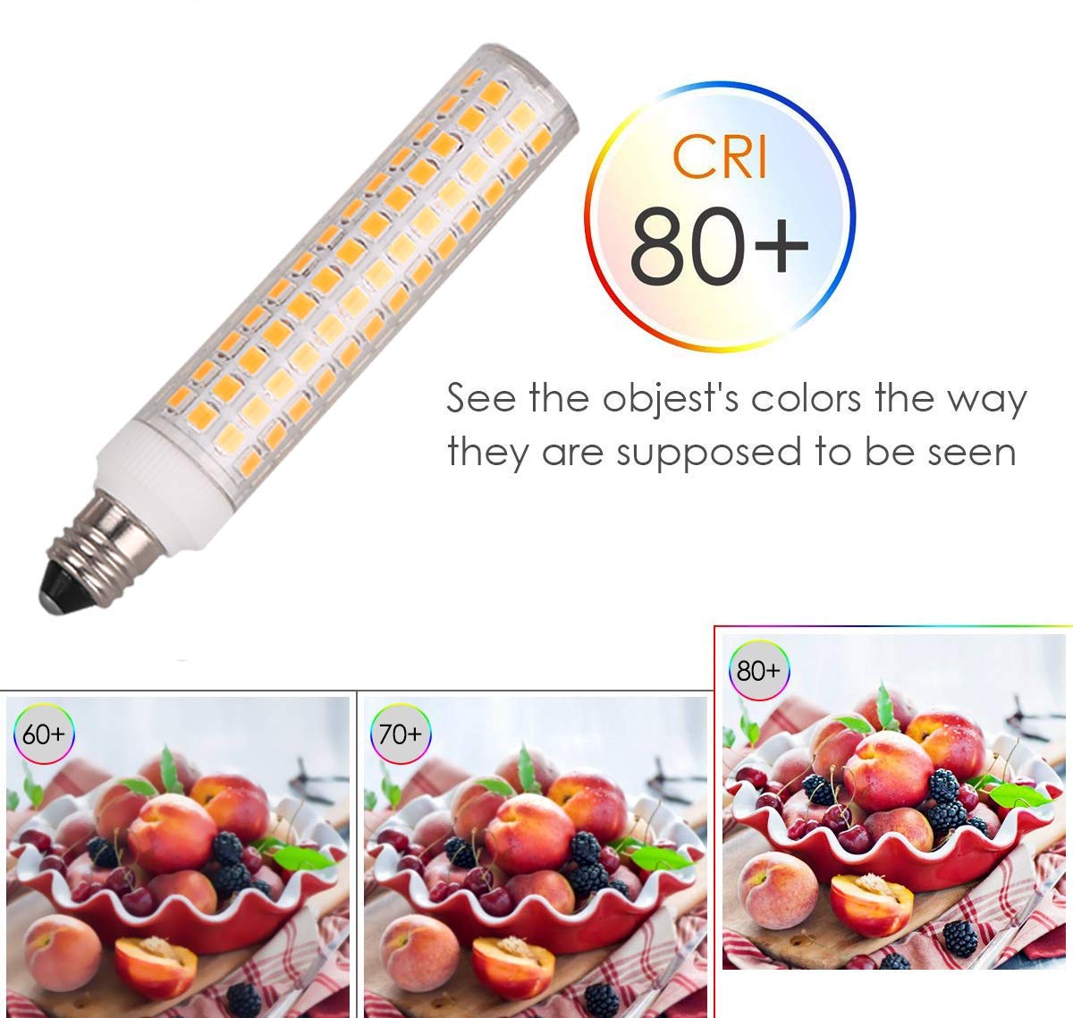 JDE11 Mini Candelabra LED Light Bulb (jde11 120v 75w-100w Halogen Bulbs Equivalent | 110V-130V Input | jd Mini can Bulb | E11 Mini Candelabra Base (Warm White,1-Pack)