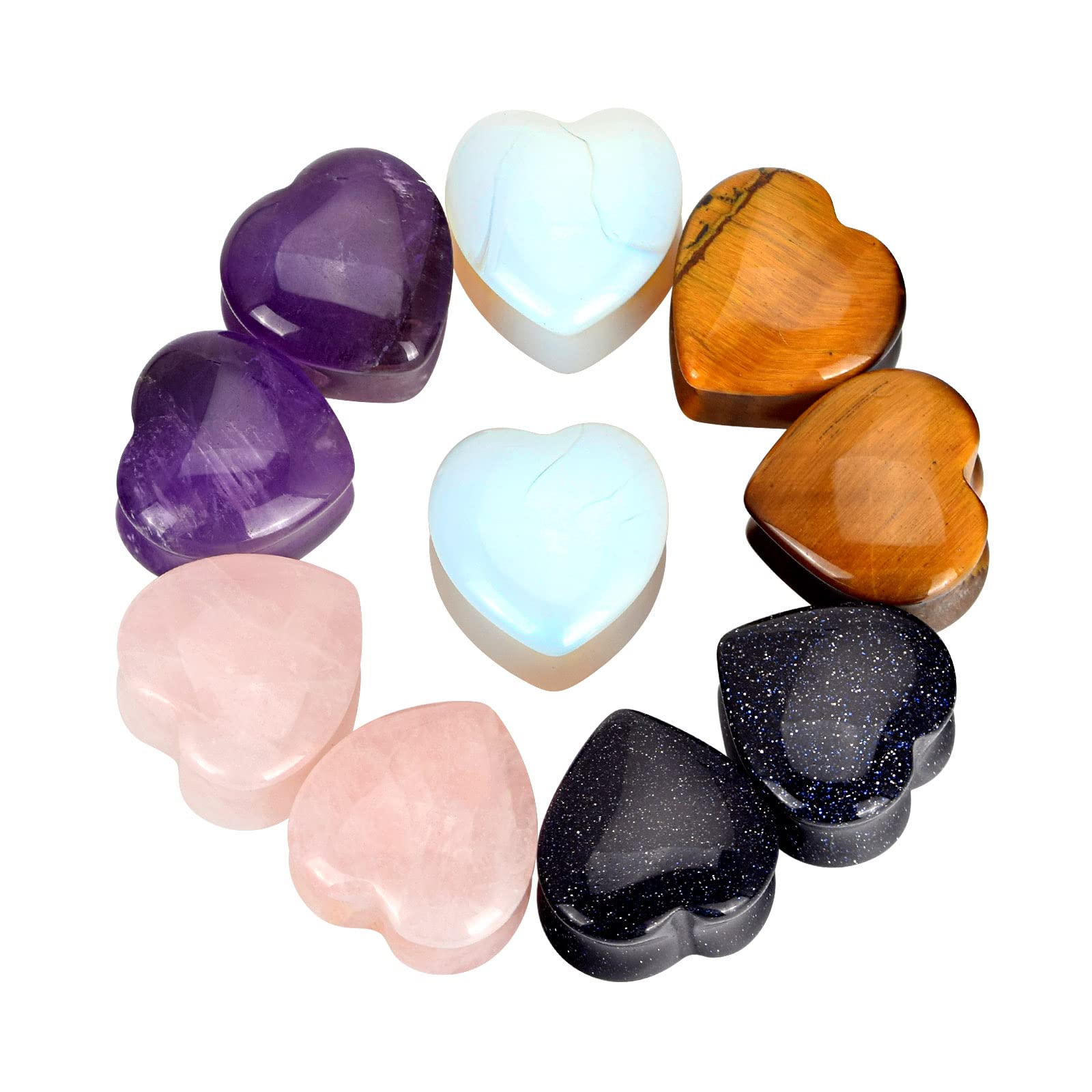 JOYTOYOU 10Pcs Stone Ear Plugs kit Heart Shape Ear Gauges Tunnels Set Double Saddle Ear Expander Stretching Multiple Colors Body Piercing Jewelry for Women Men 2G-5/8β