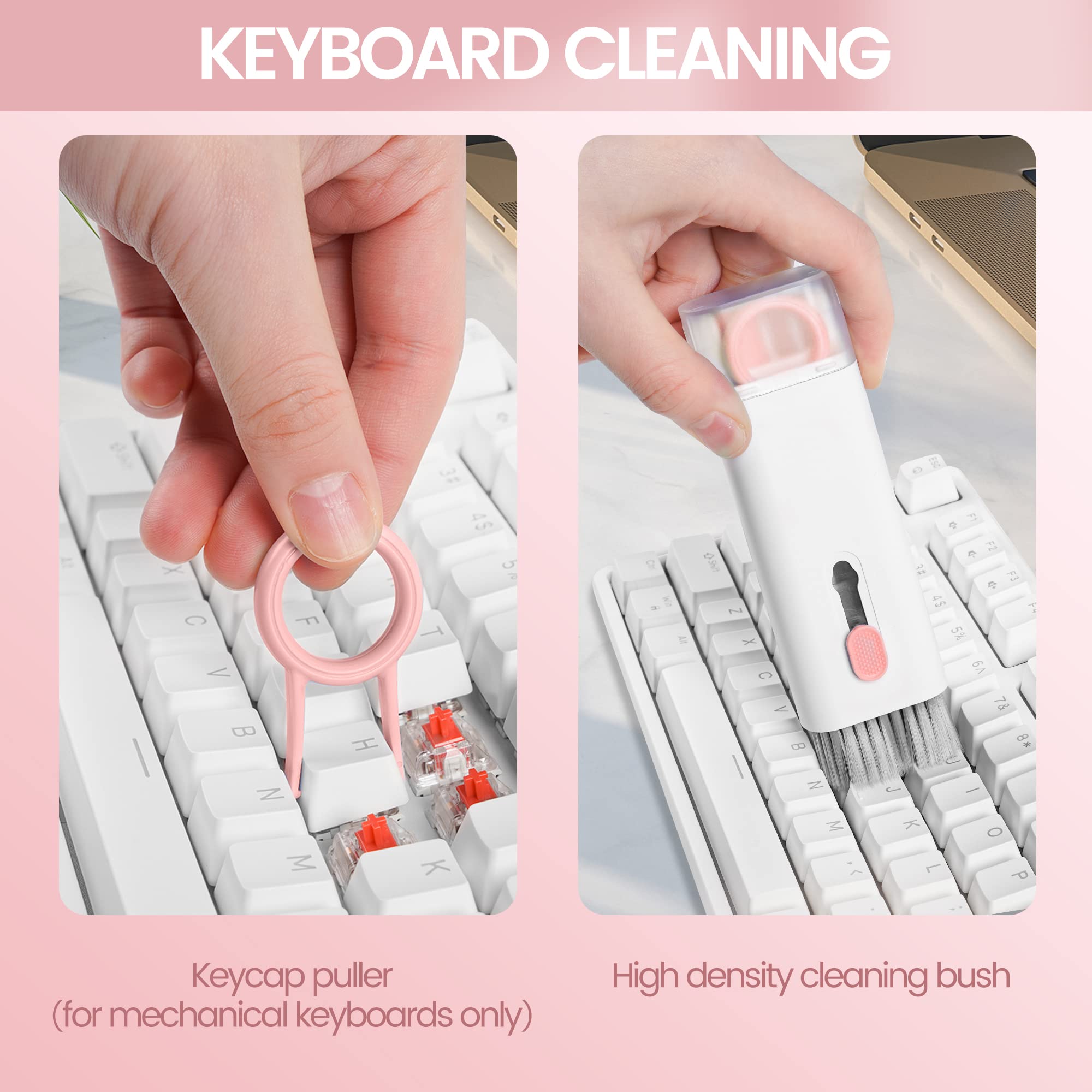 Laptop Screen Keyboard Earbud Cleaner Kit,Electronics Cleaning Tool for MacBook iPad iPhone Pro Cell Phone,airpod Cleaner kit,Computer Cleaning Tool Kit(Pink)