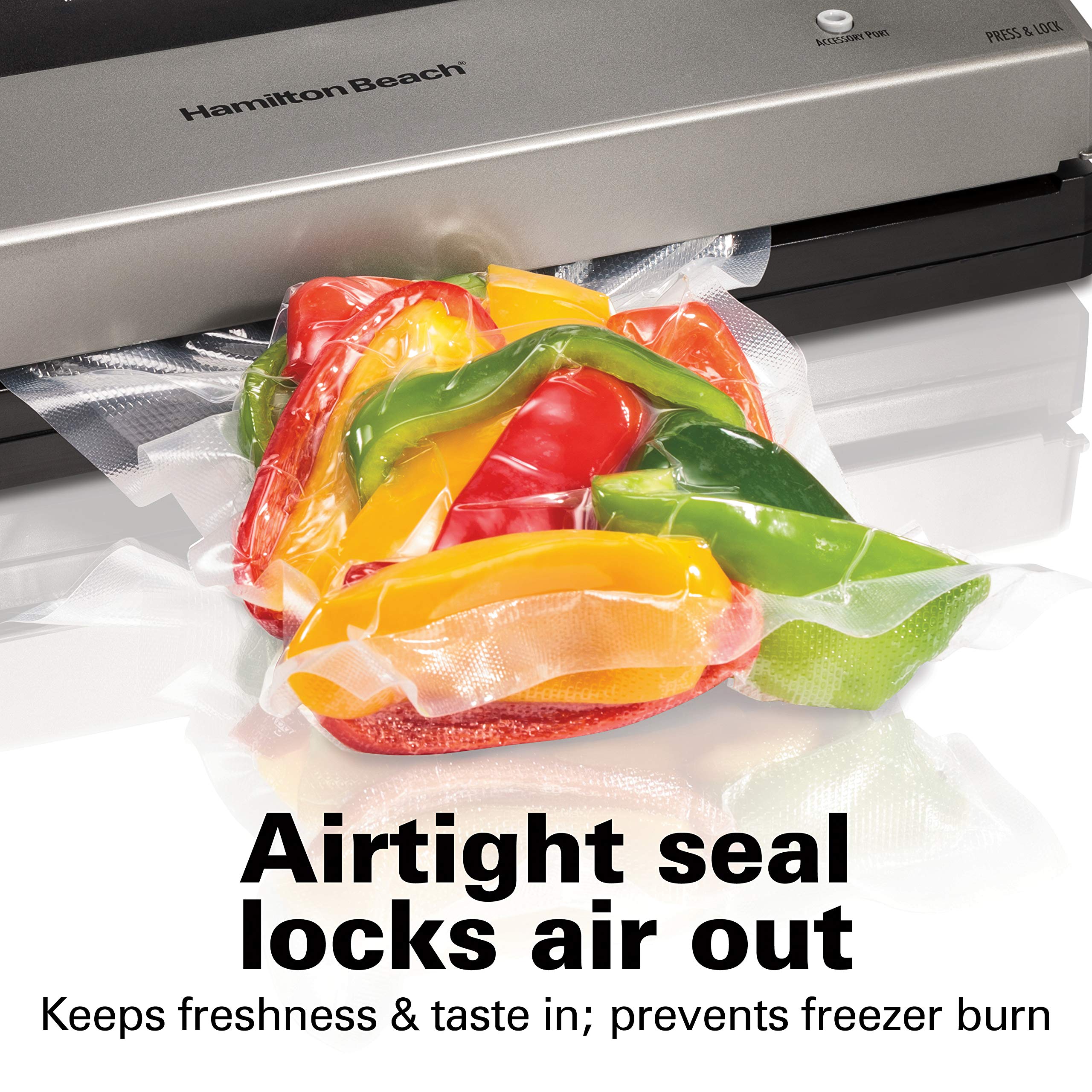 Hamilton Beach NutriFresh Vacuum Sealer Machine with BPA Free Food Sealing Starter Kit, Grey (78214)