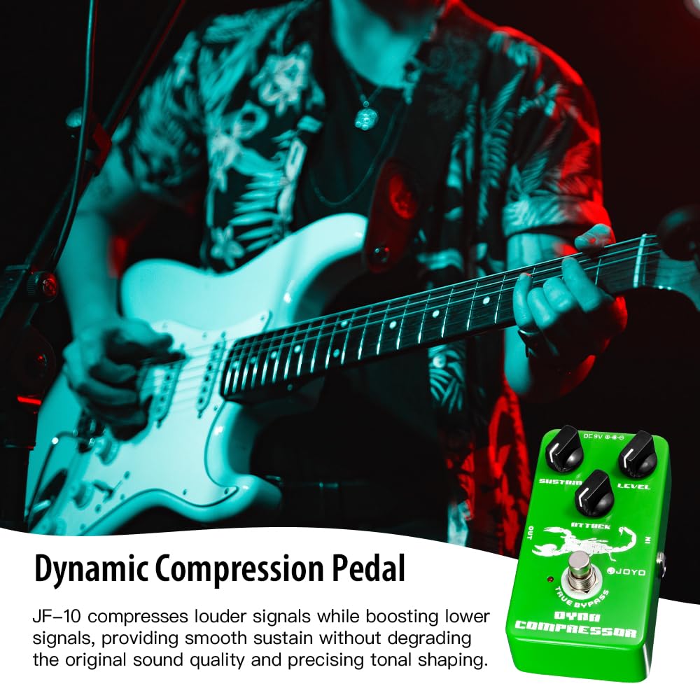 JOYO Dyna Compressor, JF-10 Model for Electric Guitar & Bass, Classic Ross Re-creation, Low Noise, True Bypass