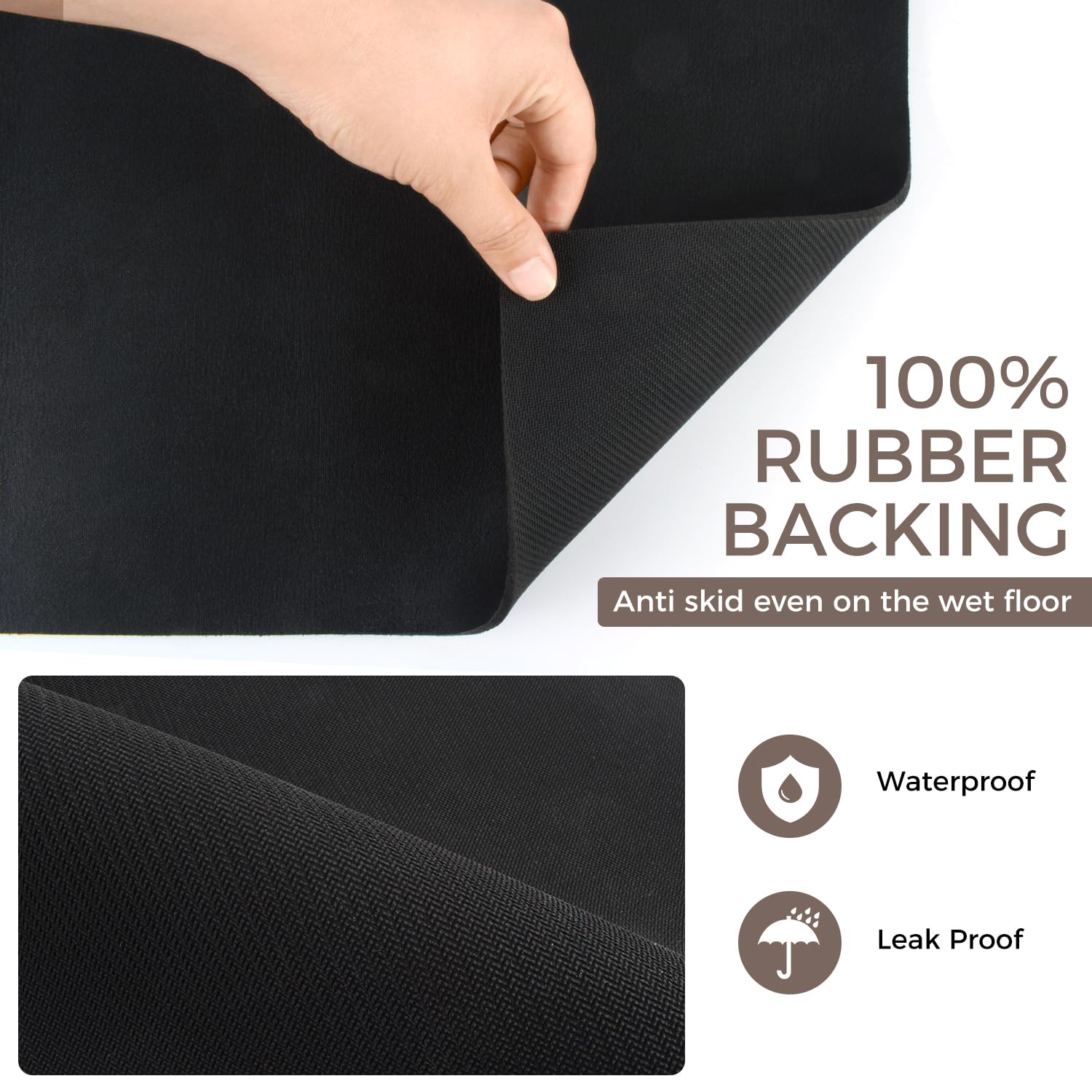 KinHwa Coffee Mat Coffee Bar Mat - Hide Stain Absorbent Rubber Backed Quick Drying Mat Coffee Matt For Counter-Coffee Bar Accessories Fit Under Coffee Maker Coffee Machine (Black,12"X20")
