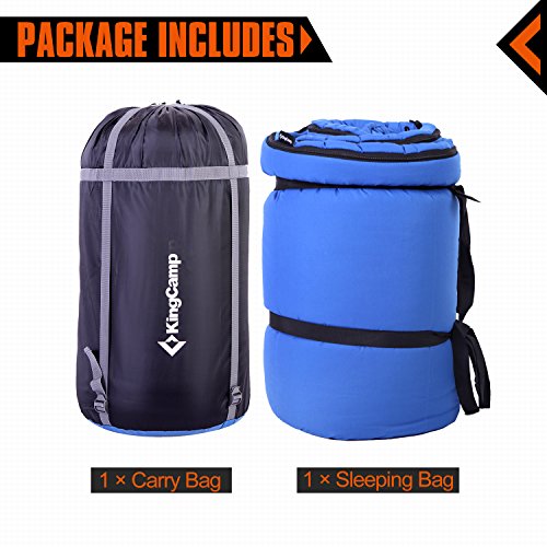 KingCamp Camping Double Sleeping Bags, 3 Season Cotton Flannel Lining Double Layer Sleeping Bag 2 Person Couple Waterproof Lightweight Backpacking Hiking Outdoors with Pillow and Carry Bag Queen Size
