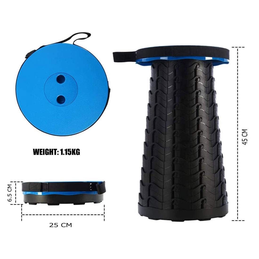 JEBBLAS Adult Picnic Stools Portable Adjustable Camping Folding Stool Telescoping Stool Collapsible Stool for Fishing Hiking BBQ Camping Gargening Picnics Foldable Stool Blue