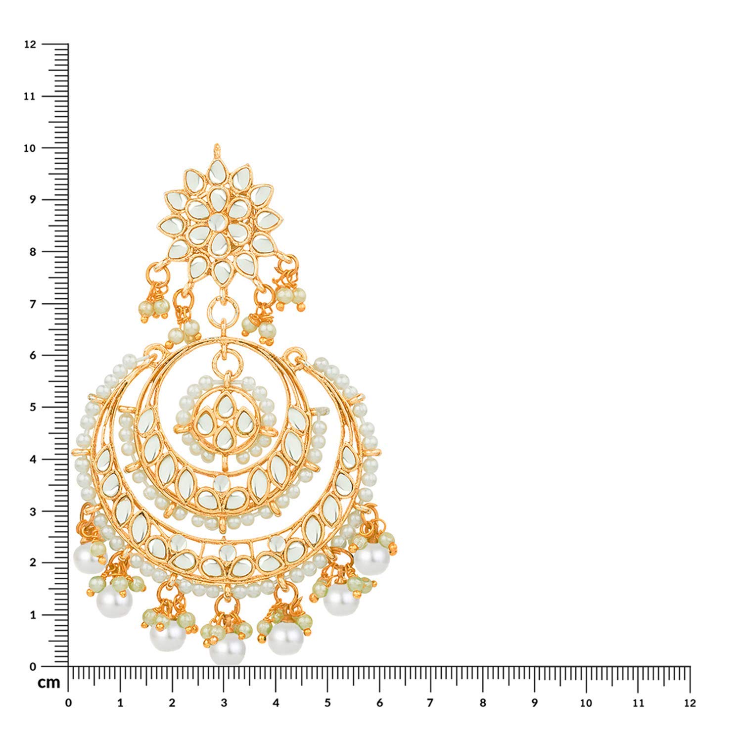 I Jewels Gold Plated Indian Wedding Bollywood Chandbali Kundan & Pearl Earrings for Women (E7077W)