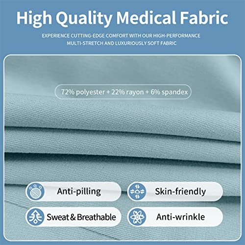 VIAOLI Scrubs for Women Set Stretchy V-Neck Scrubs Top and Jogger Pants with Drawstring 8 Pocket Womens Scrubs (Light Blue,S,Small)
