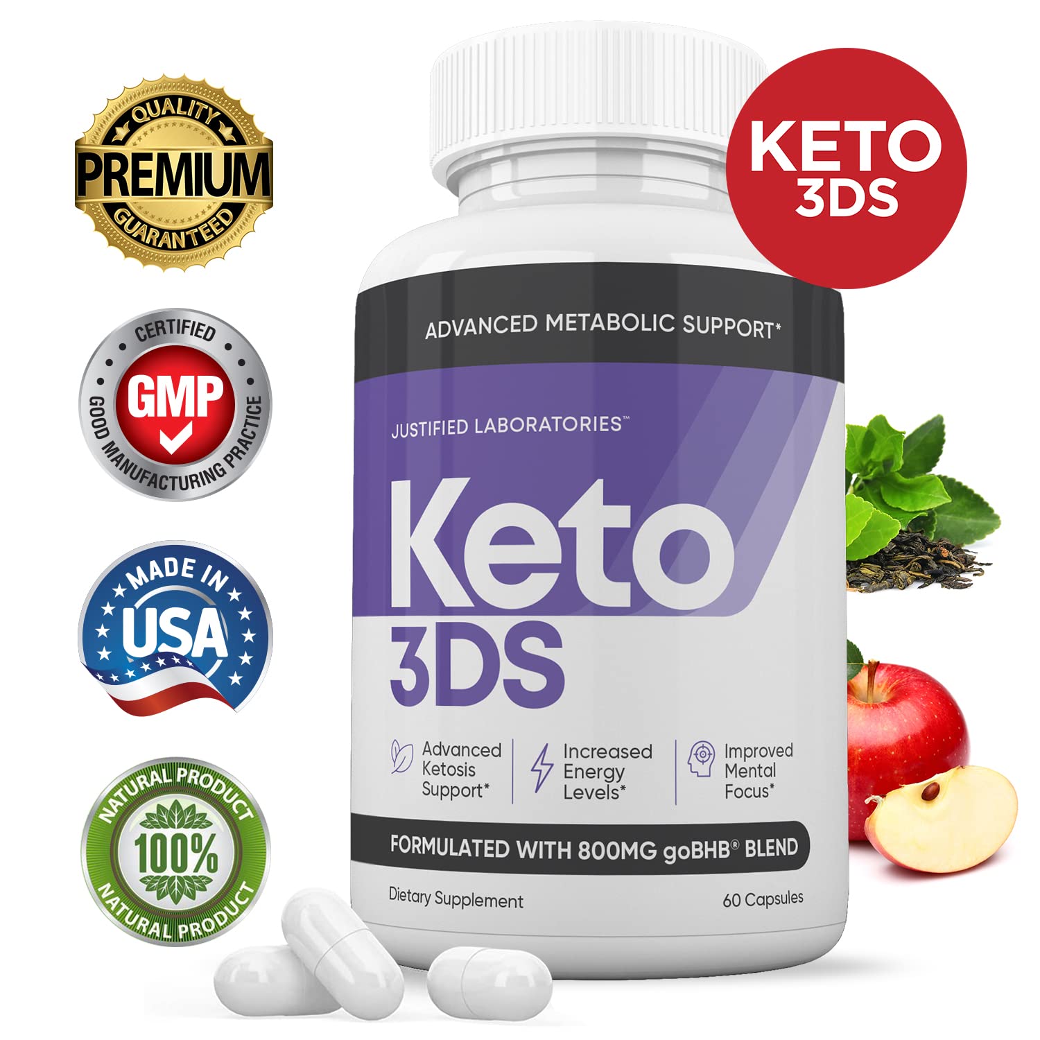 Keto 3DS Pills Includes Apple Cider Vinegar goBHB Exogenous Ketones Advanced Ketogenic Supplement Ketosis Support for Men Women 60 Capsules