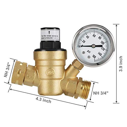Kohree RV Winterizing kit &Sprinkler Blowout Adapter with Shut Off Valve, Bundle with RV Water Pressure Regulator Valve, Brass Lead-Free Adjustable Water Pressure Reducer