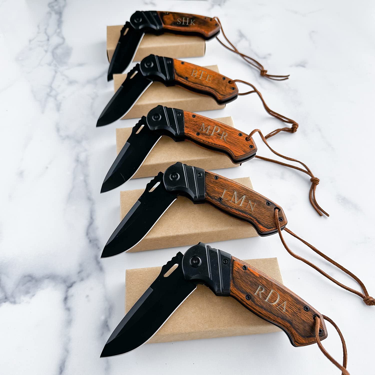 JDS Personalized Folding Pocket Knife with Clip (Initials Design) - Engraved Christmas Gift and Birthday Gift for Boyfriend, Dad, Husband, Grandpa - Stocking Stuffers for Men - Groomsmen Gift