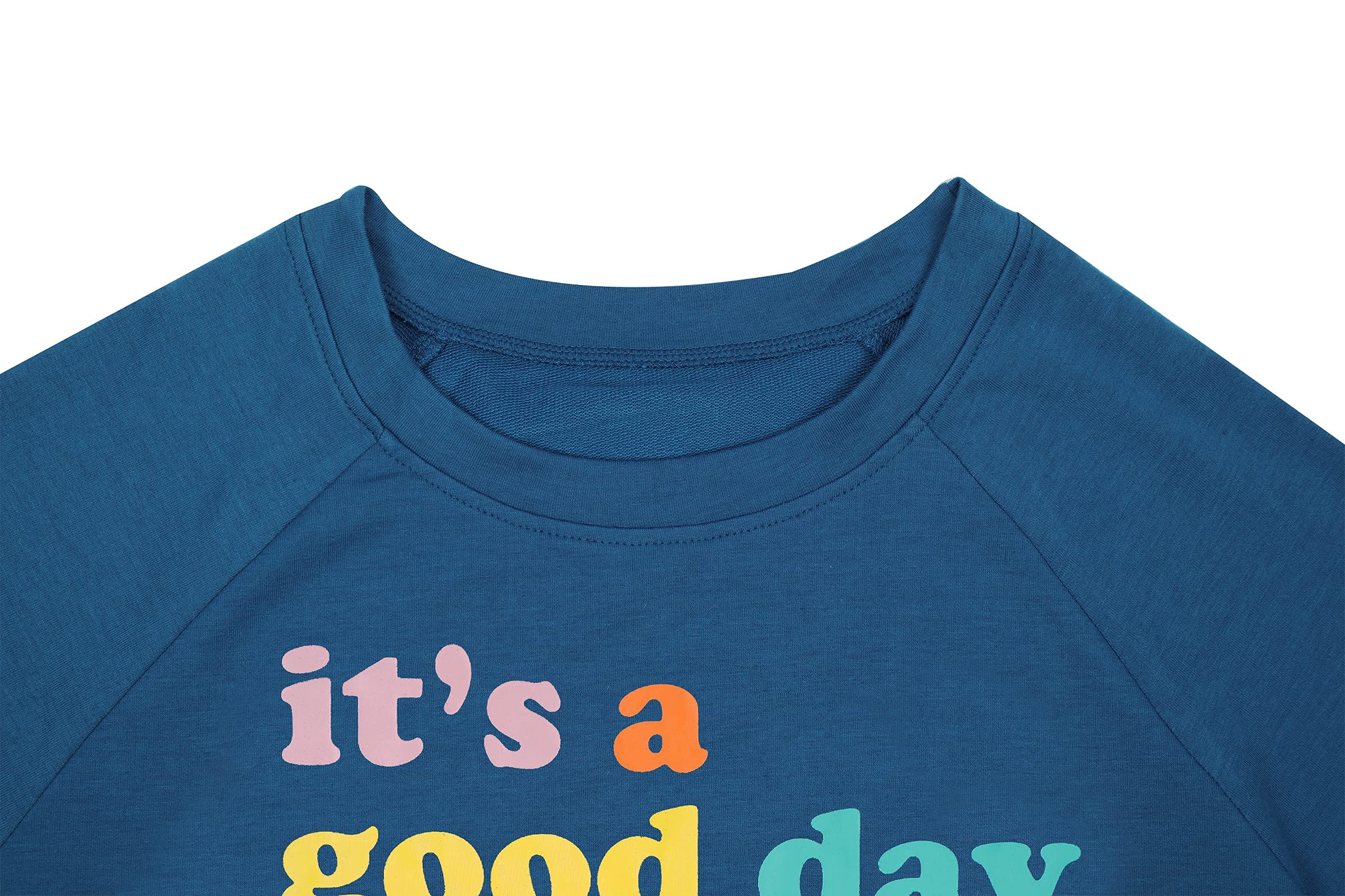 LUKYCILD It’s a Good Day to Read a Book Sweatshirt Women Book Lovers Teacher Shirt Funny Graphic Print Long Sleeve Top Blue