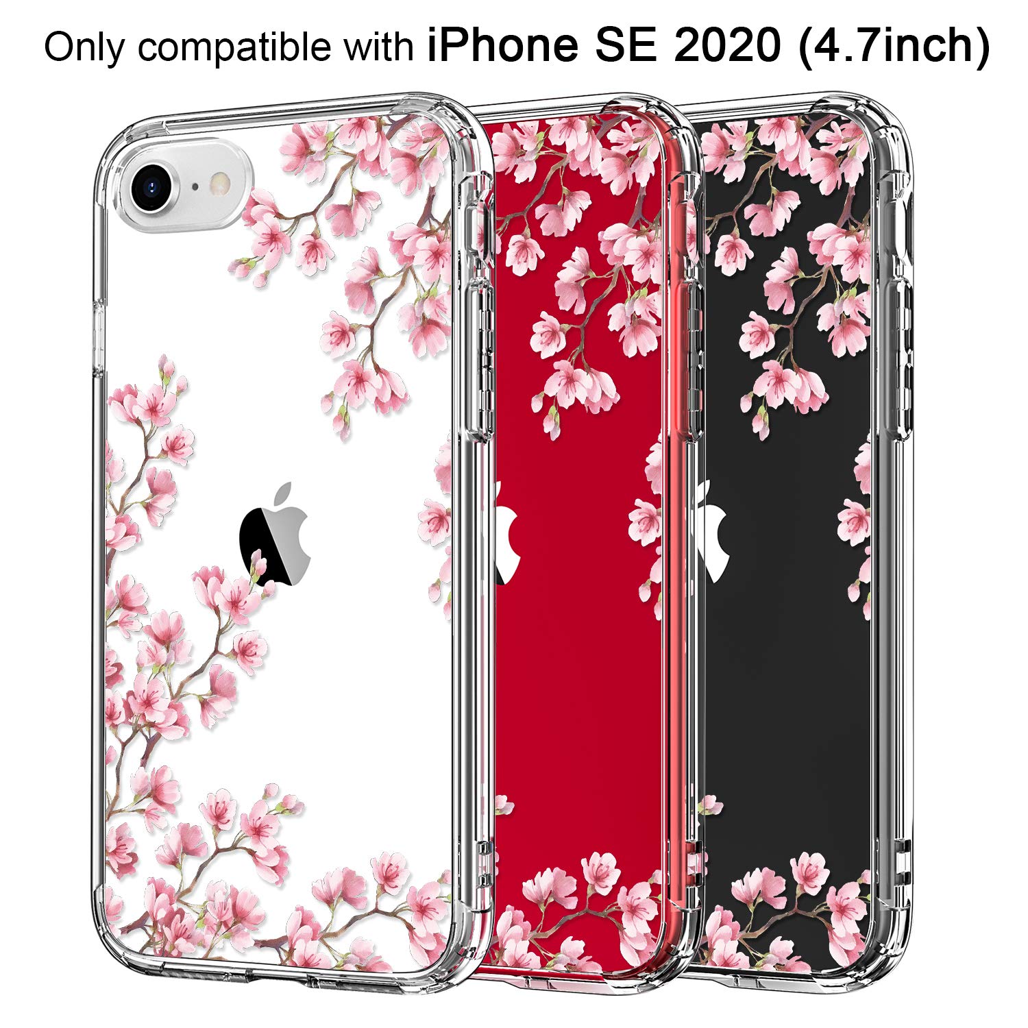 ICEDIO iPhone SE 2022 Case,iPhone SE 2020 Case,iPhone 8 Case,iPhone 7 Case with Screen Protector,Clear TPU Cover with Fashion Designs for Girls Women,Protective Phone Case Nice Florals
