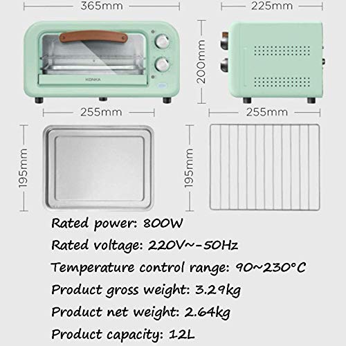 Household Multifunctional Oven,12L Smart Baking Oven Transparent Mini Electric Oven 800W Microwave Oven Adjustable Temperature Control