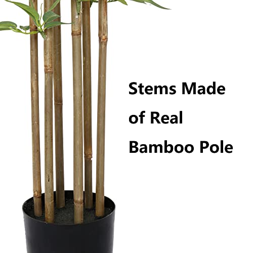 SOFTFLAME 6ft Bamboo Artificial Tree, Faux Bamboo Plant, Artificial Plant with 6 Trunks, Ideal for Home Office Indoor Decoration