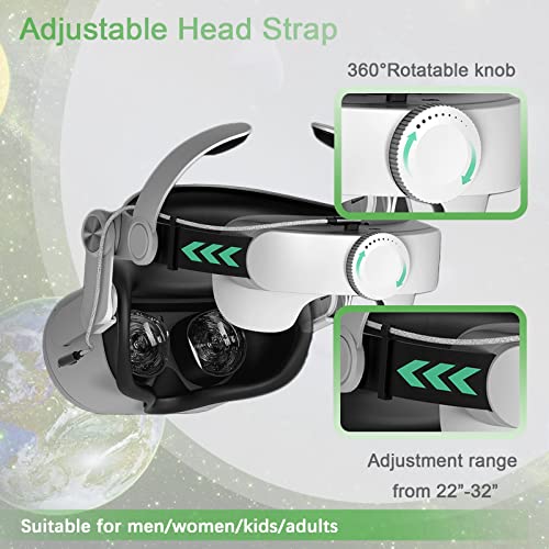 Head Strap with 5000Mh Battery Pack, VR Headset Accessories Compatible with Oculus/Meta Quest 2, Soft Foam & Skin-Friendly PU Surface, Lightweight & Adjustable Quest 2 Head Strap for Adults and Child