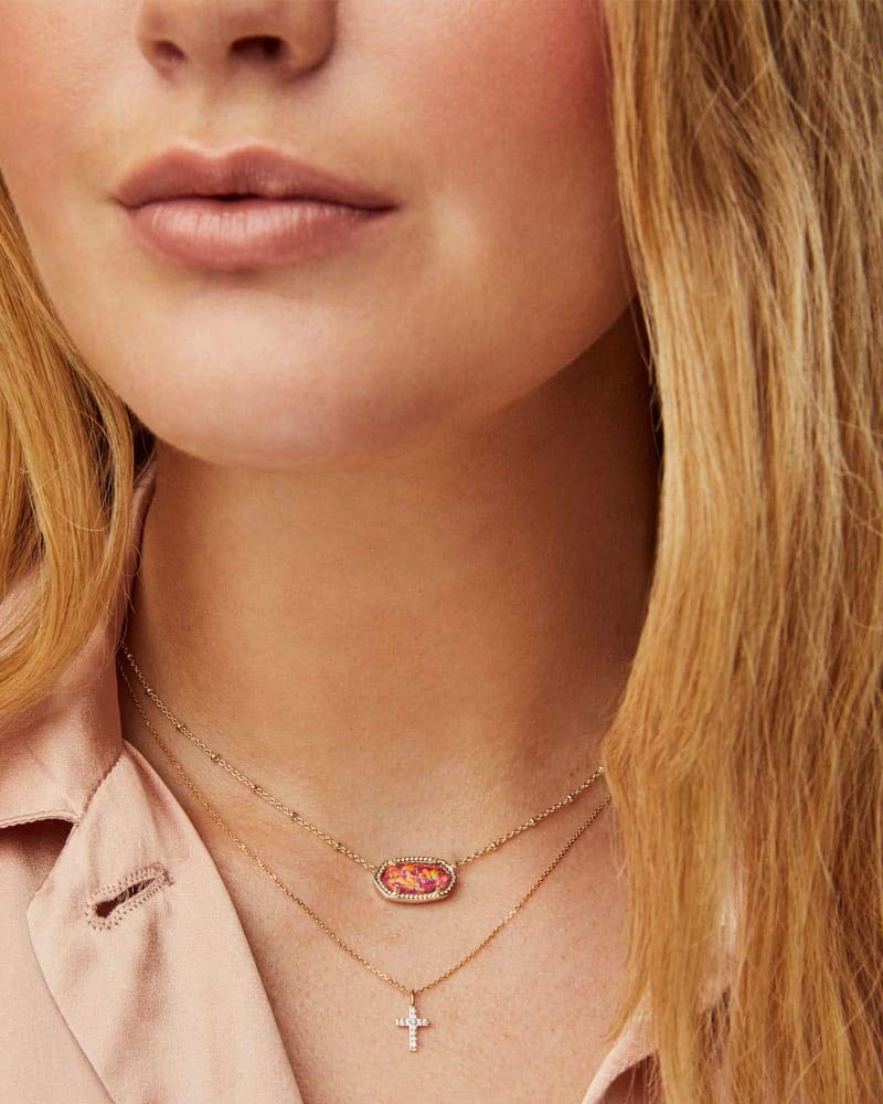 Kendra Scott White Diamond Cross Pendant Necklace in 14k White Gold, Fine Jewelry for Women