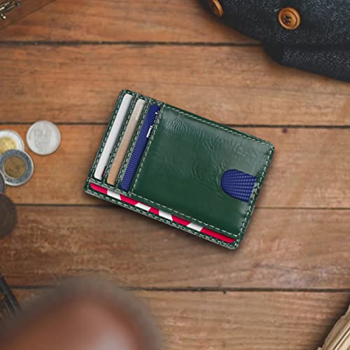Minimalist Slim Wallet for Men, Front Pocket Real Leather Mens Wallets, RFID Blocking Business Credit Card Holder with ID Window (Slim Black)