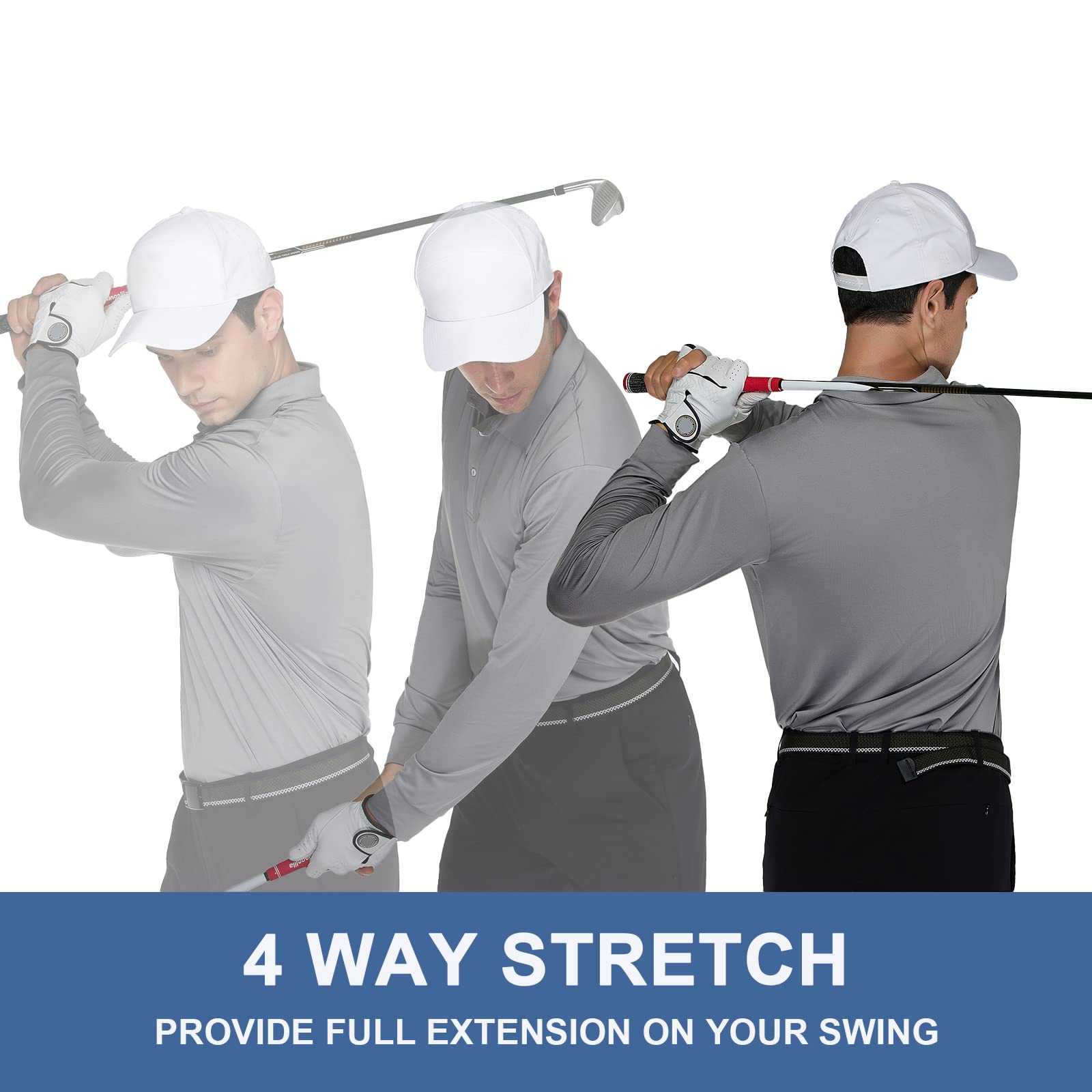 Long Sleeve Polo Shirts for Men Dry Fit Performance Mens Tactical Golf Polo Quick Dry Moisture Wicking 3 Button Closure Black XL