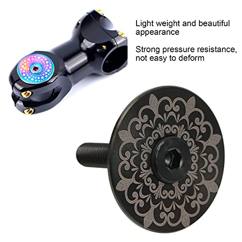 Oumefar Bike Headset Cap Cover, Antirust Road Bike Headset Top Cap Totem Black Waterproof Ultra Light for Road Bicycle Sportinggoods