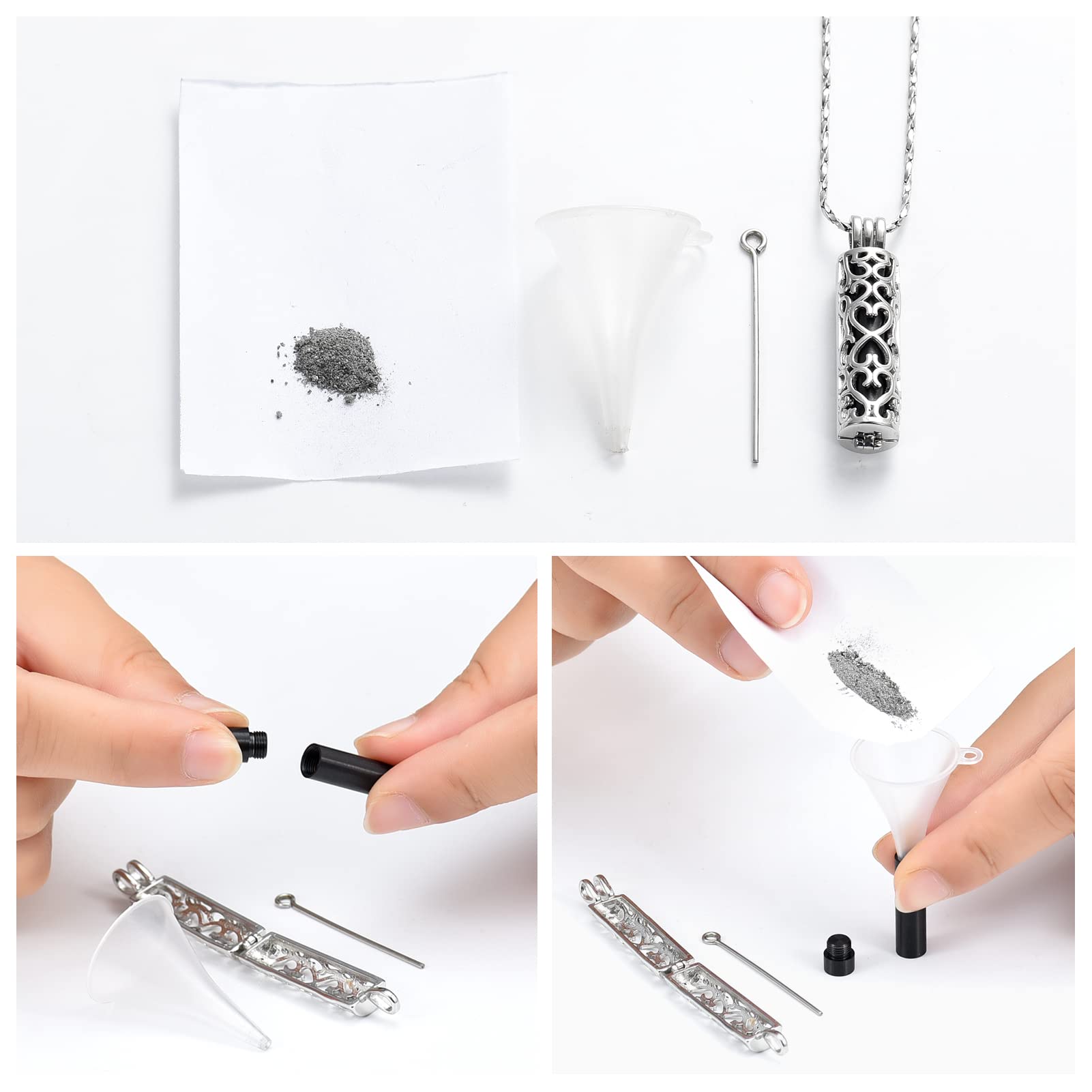 Imrsanl Stainless Steel Cremation Jewelry Ashes Cylinder Vial Urn Necklace for Ashes Charm Memorial Keepsake Cremation Pendant Jewelry (Black)