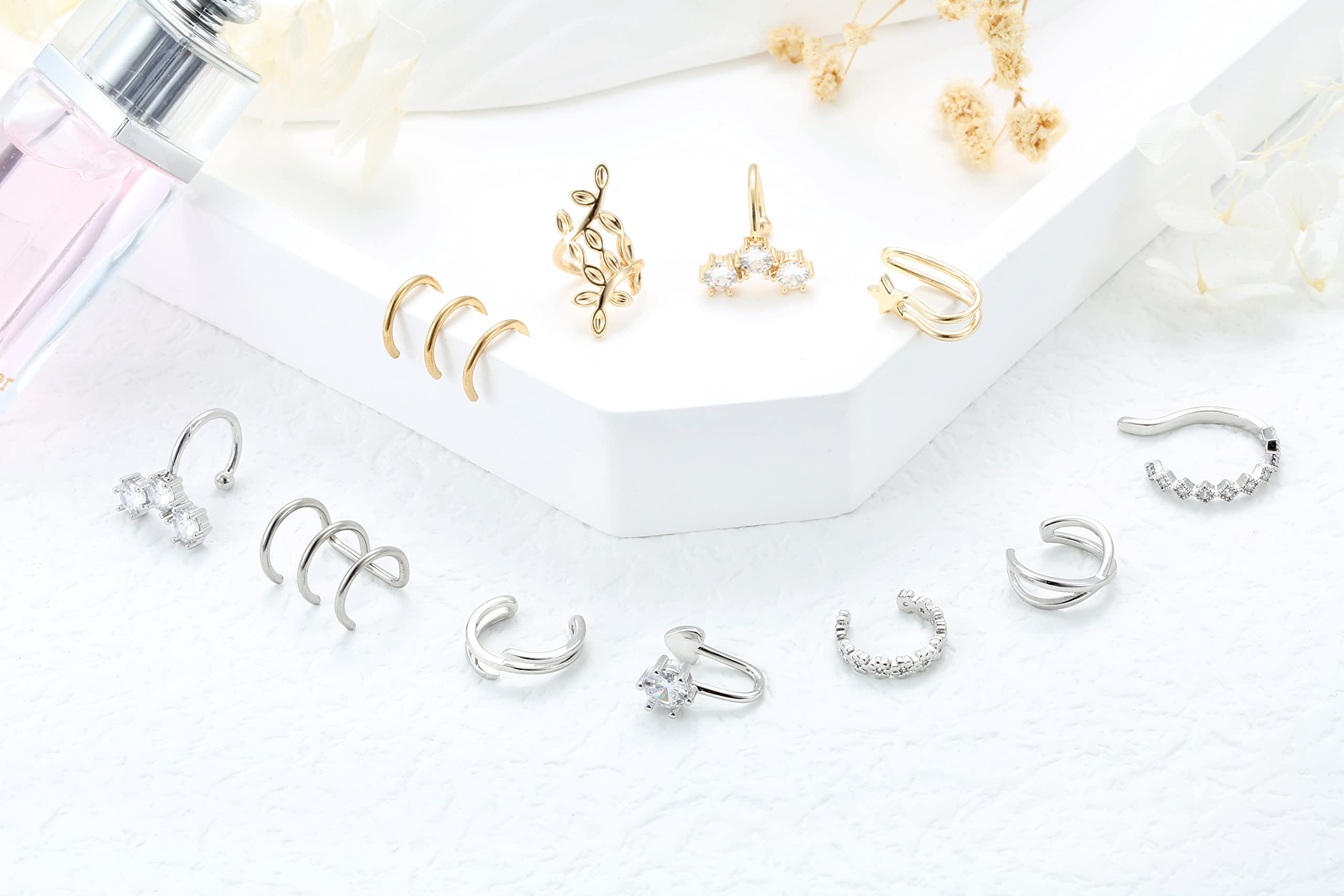 LYLYMIMI 25 Pcs Adjustable Ear Cuffs for Women Non Piercing Ear Cuff Earrings Clip On Cartilage Helix Wrap Ear Jewelry Set (Gold)