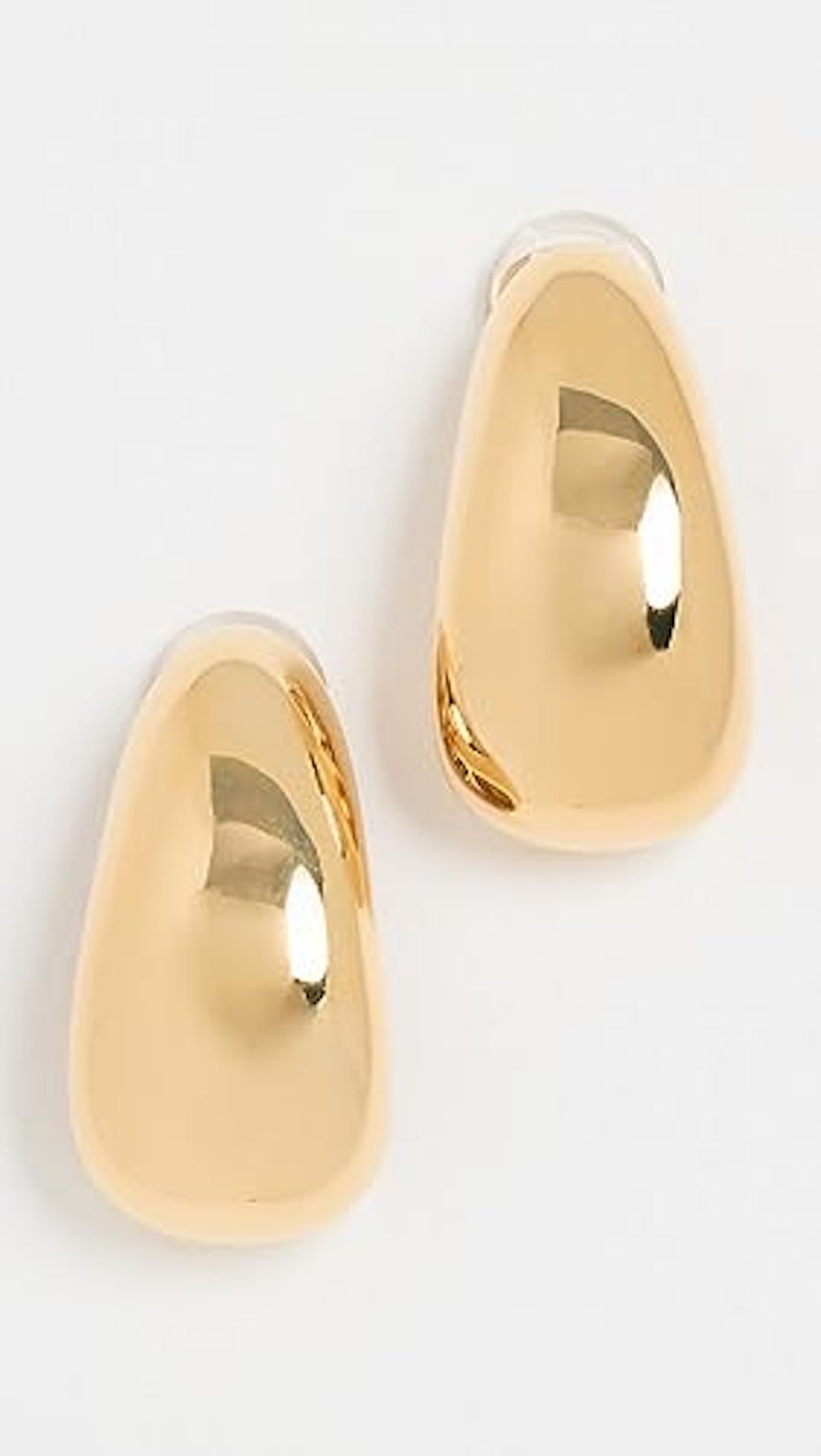 Kenneth Jay Lane Polished Gold Long Tapered Hoop Clip Earrings (Wide Clip Hoop - Large)