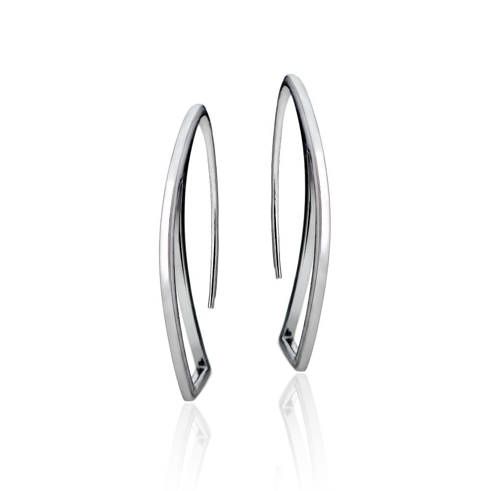 Hoops & Loops Sterling Silver Geometric Polished Hook Earrings