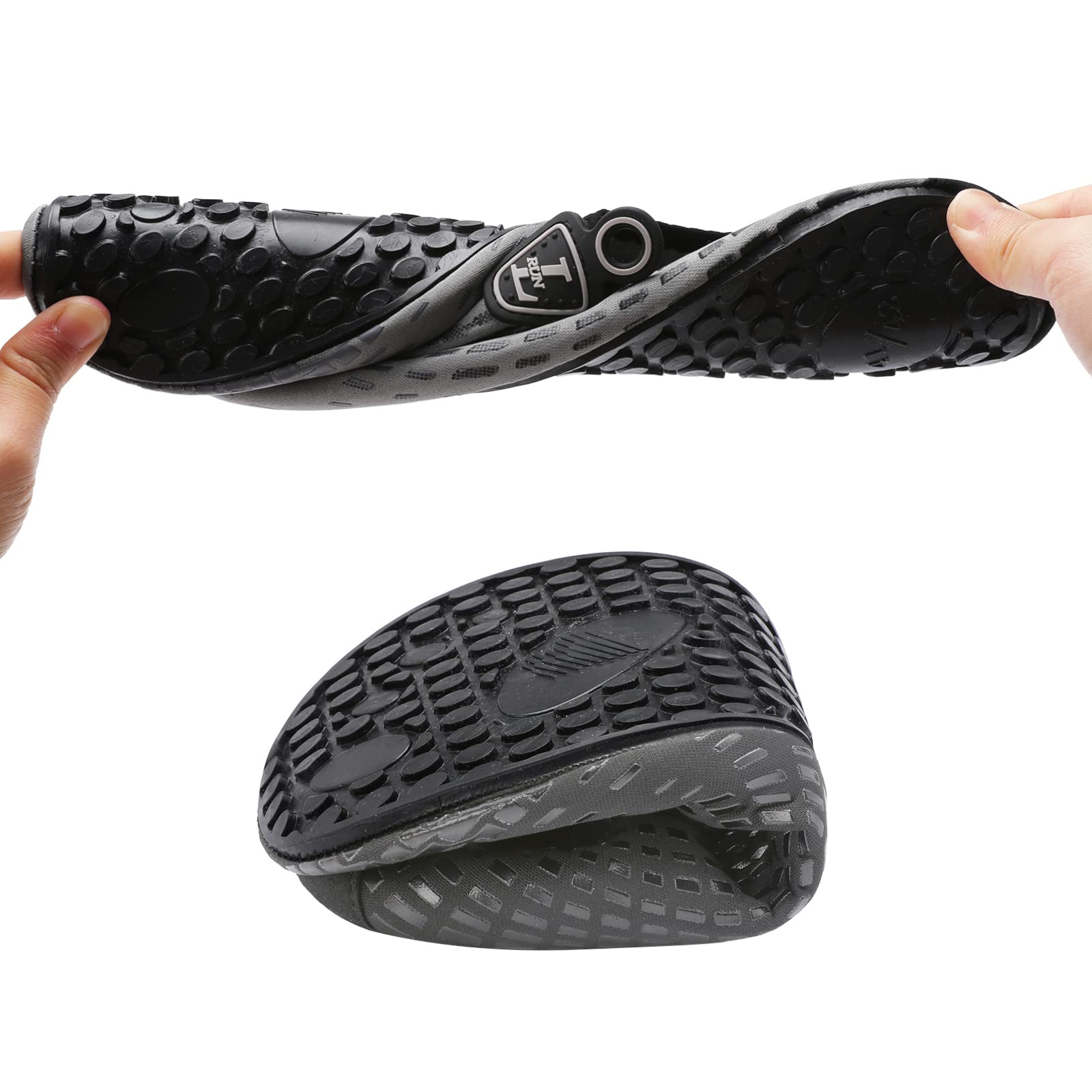 L-RUN Barefoot Water Shoes Men&Women Slip on Kayak Accessories Quick Dry Grey XXL(W:12-13,M:10-11)=EU43-44