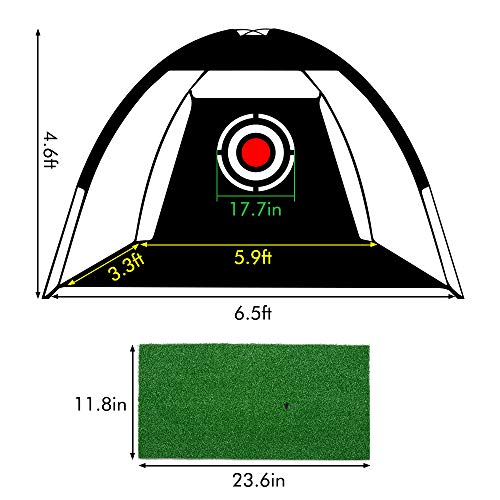 Kids Golf Net Golf Training Aids Practice Net with Target Bundles for Backyard Swing Hitting Chipping,with Grass Mat, Golf Tees,6Pcs Golf Balls and Carry Case Indoor Outdoor Sports