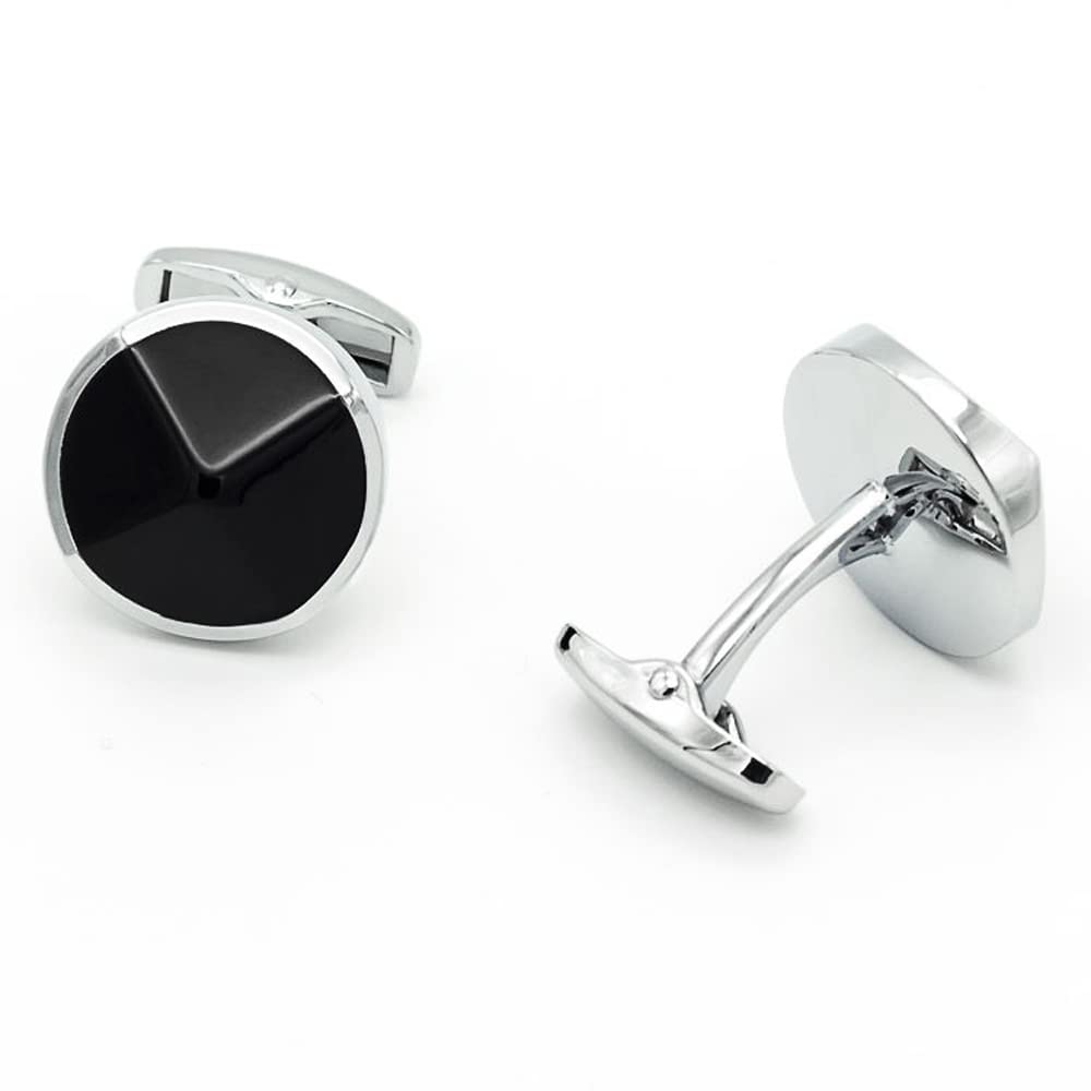 Men's Slim Cufflinks Round Black Enamel Men's Cufflinks Metal Cuff Studs French Shirt Cuff Button Cufflinks