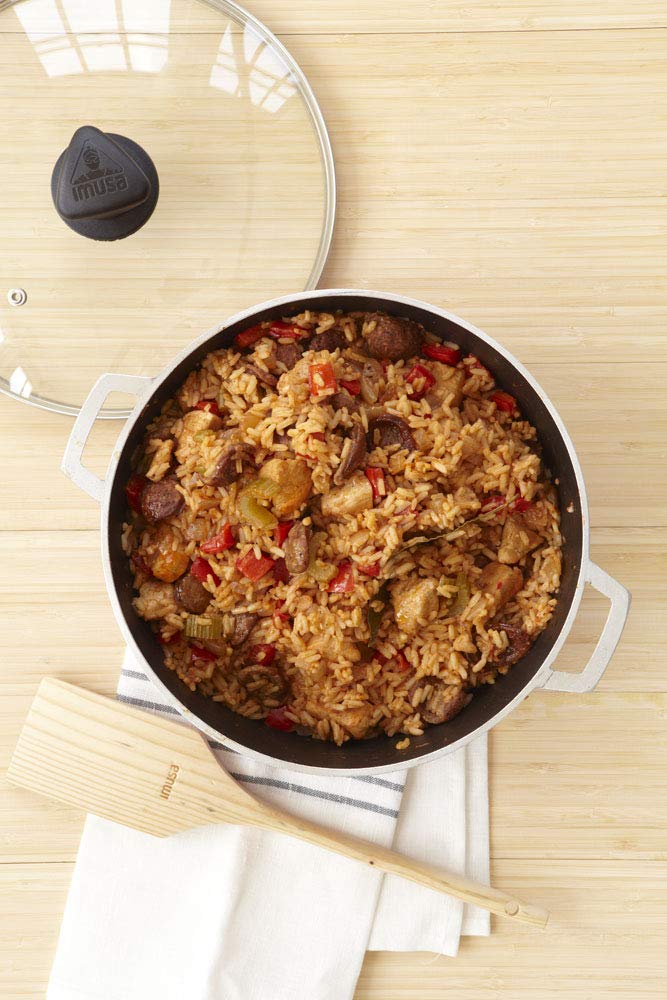 IMUSA USA Black 3.5Qt Nonstick Caldero with Glass Lid and Steam Vent (Dutch Oven), 3.5-Quarts