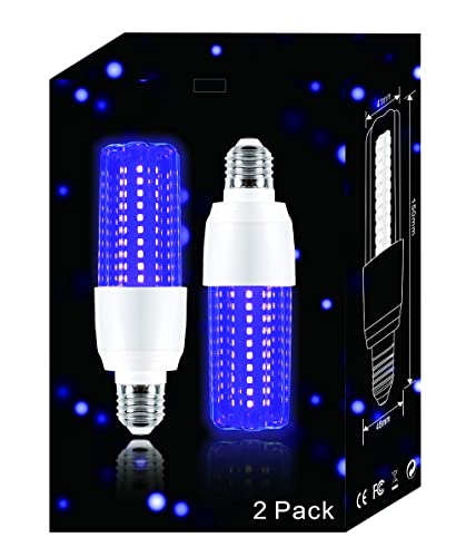 Kapata 15W LED UV Black Light Bulb Energy Saving UV Black Lights UVA Level 395-400nm, Glow in The Dark , 100W Black Fluorescent Light Equivalent E26 120V , 2- Pack
