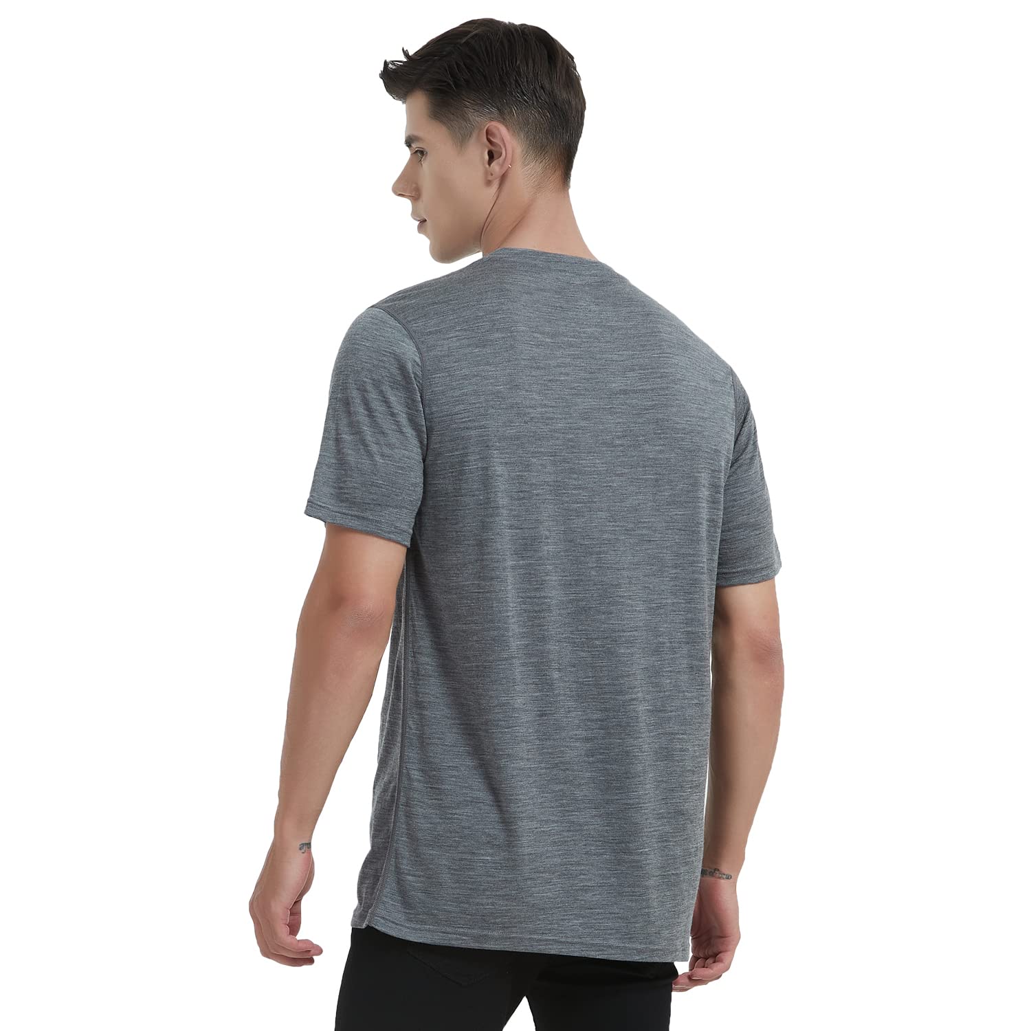 METARINO Merino Wool T-Shirts Mens Short Sleeve Lightweight Base Layer for Hiking,Travel,Hunting,Cycling,Dark Gray,Large