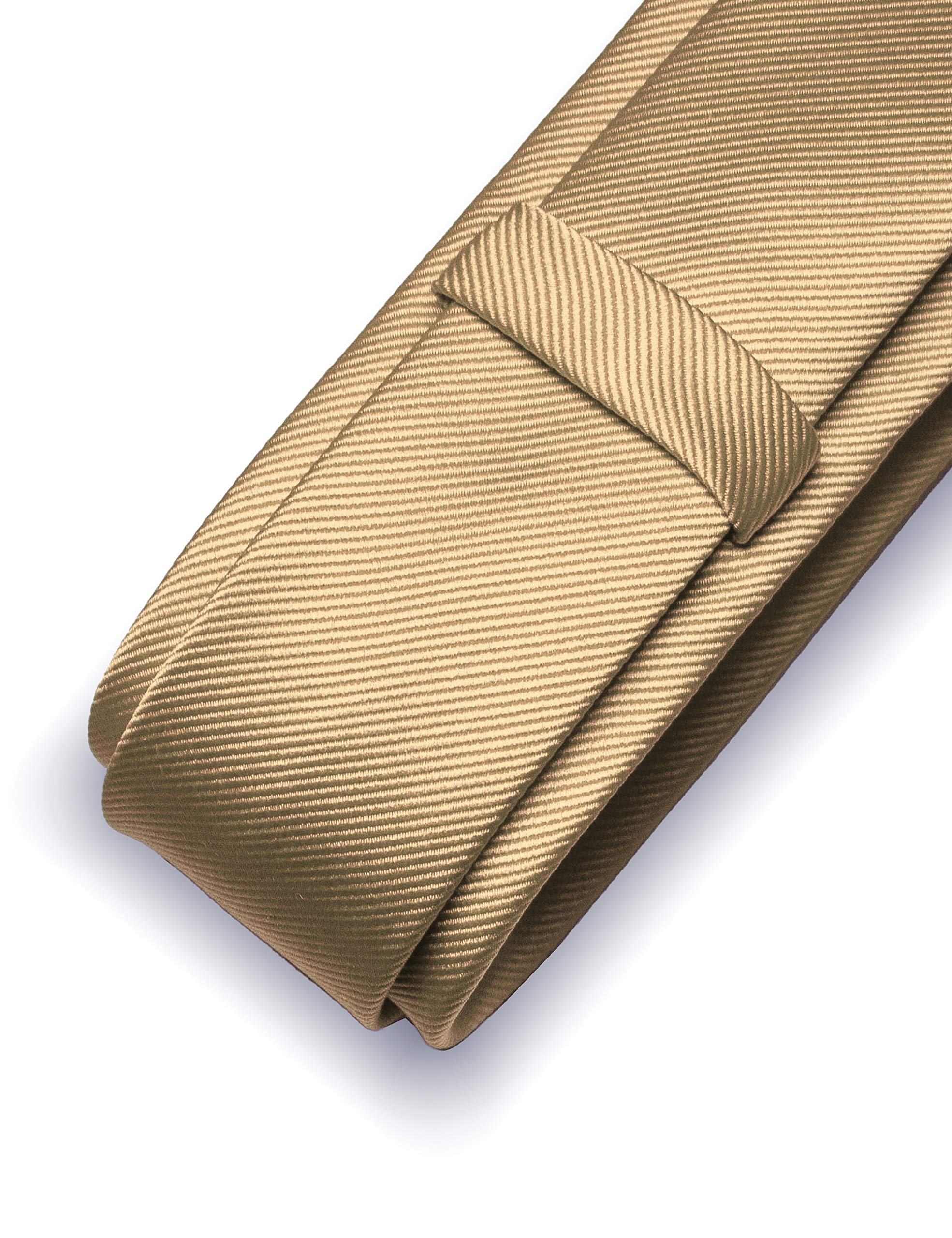 JEMYGINS 2.4" Gold Skinny Tie and Pocket Square with Tie Clip Silk slim Necktie Sets for Men