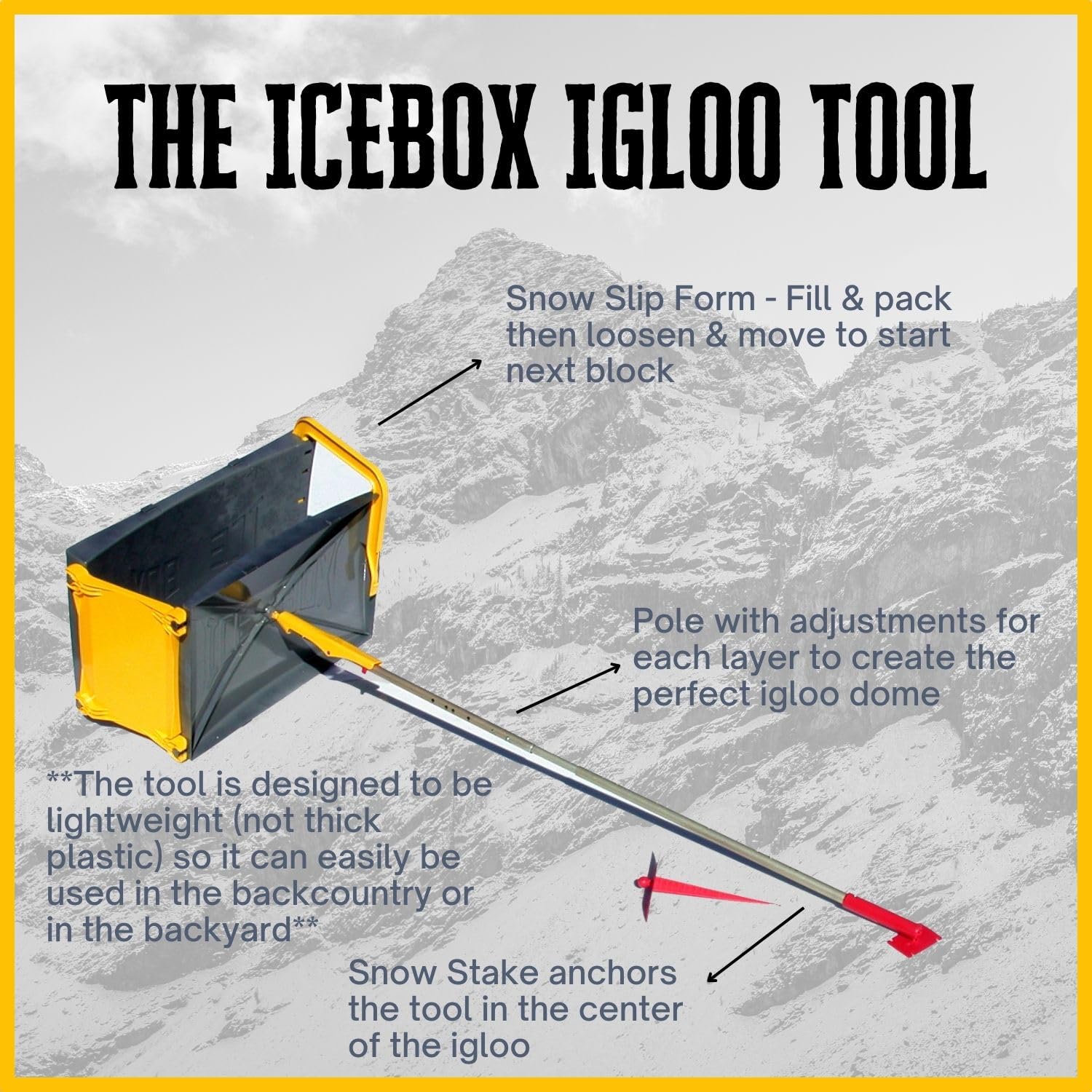 ICE BOX Igloo Building Tool - Perfect Snow Block Maker for Outdoor Winter Fun in The Backyard - Use The Igloo Maker Kit to Build Snow Forts, Walls & Backcountry Camping Shelters - Warmer Than a Tent