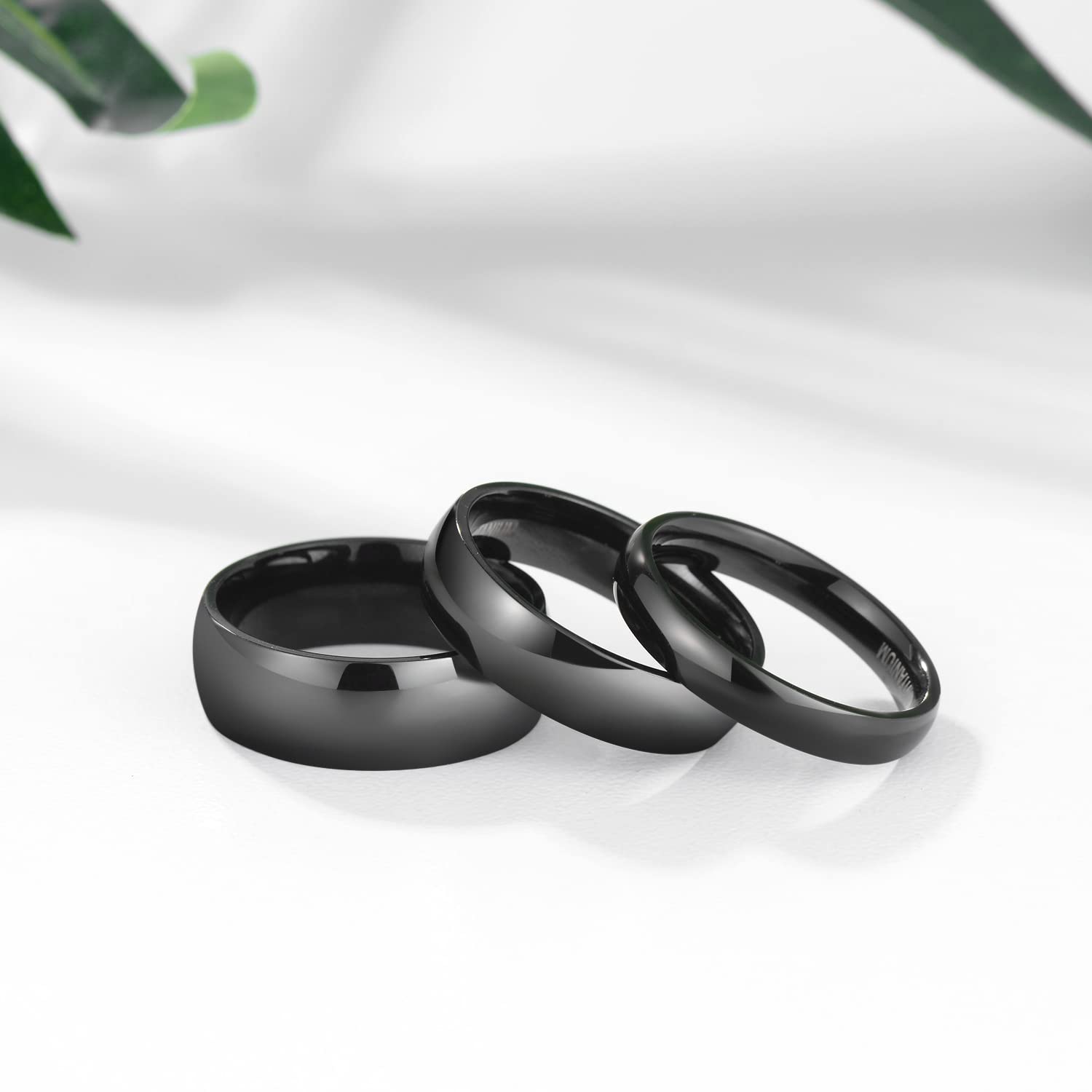 LAANSRER 2mm Black Titanium Ring for Women Men Dome High Polished Wedding Bands Ring Comfort Fit Size 5