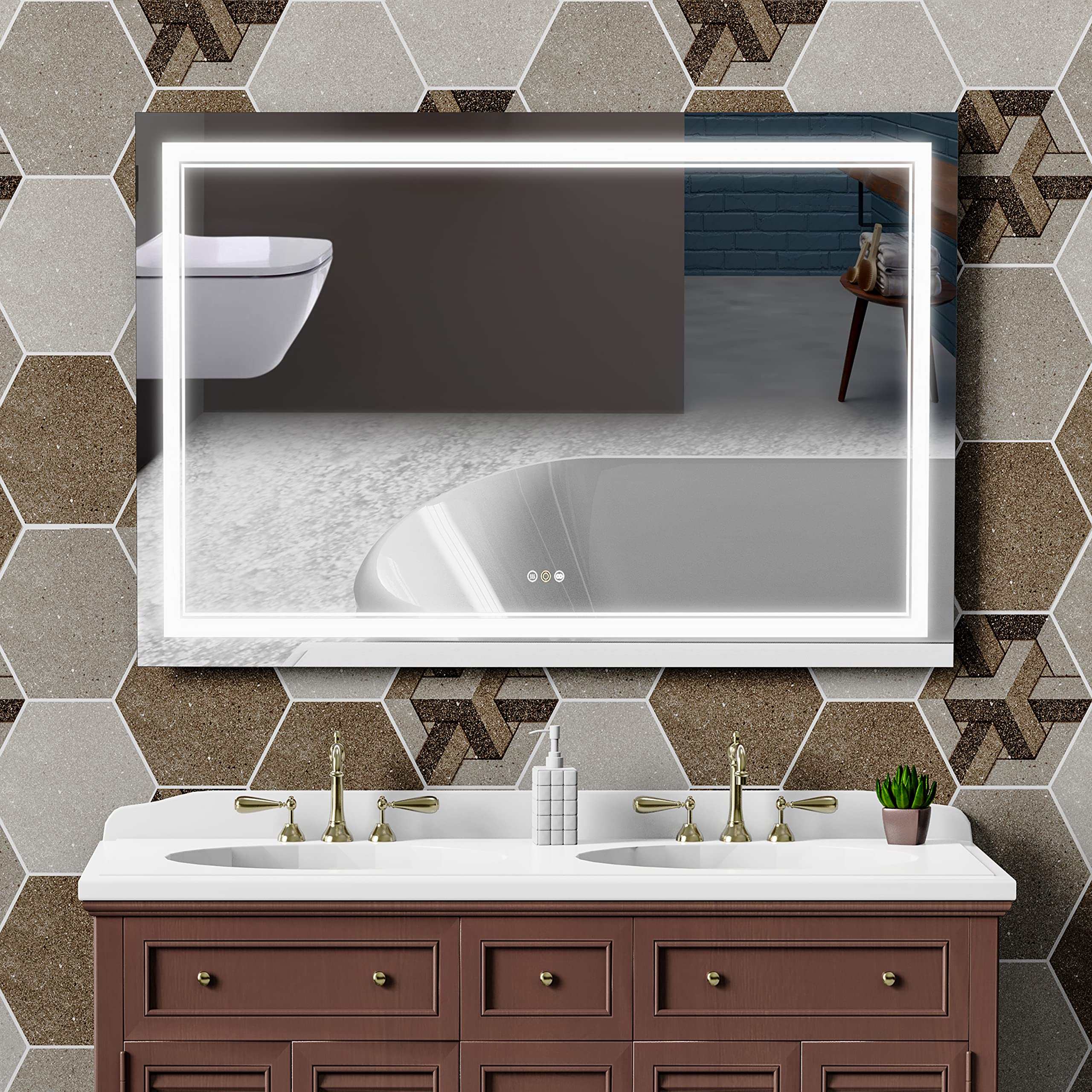 LED Mirror for Bathroom, 24x40 inch Anti Fog Bathroom Mirror with Lights, Lighted Mirrors for Bathroom Wall with Smart Touch Button, Memory, Wall Switch