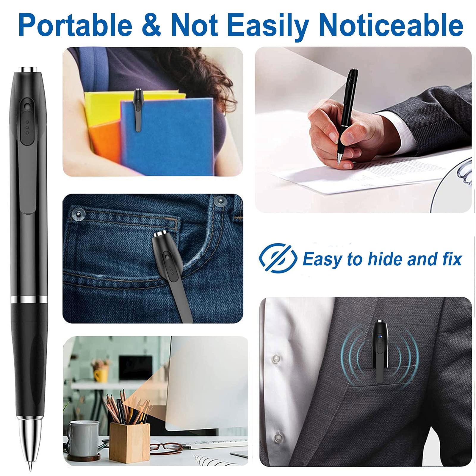 javiscam Spy Camera Pen, 32GB Hidden Camera, 1080P FHD Nanny Cam with 180 Minutes Working time, Body Camera for Classroom Learning and Home Security