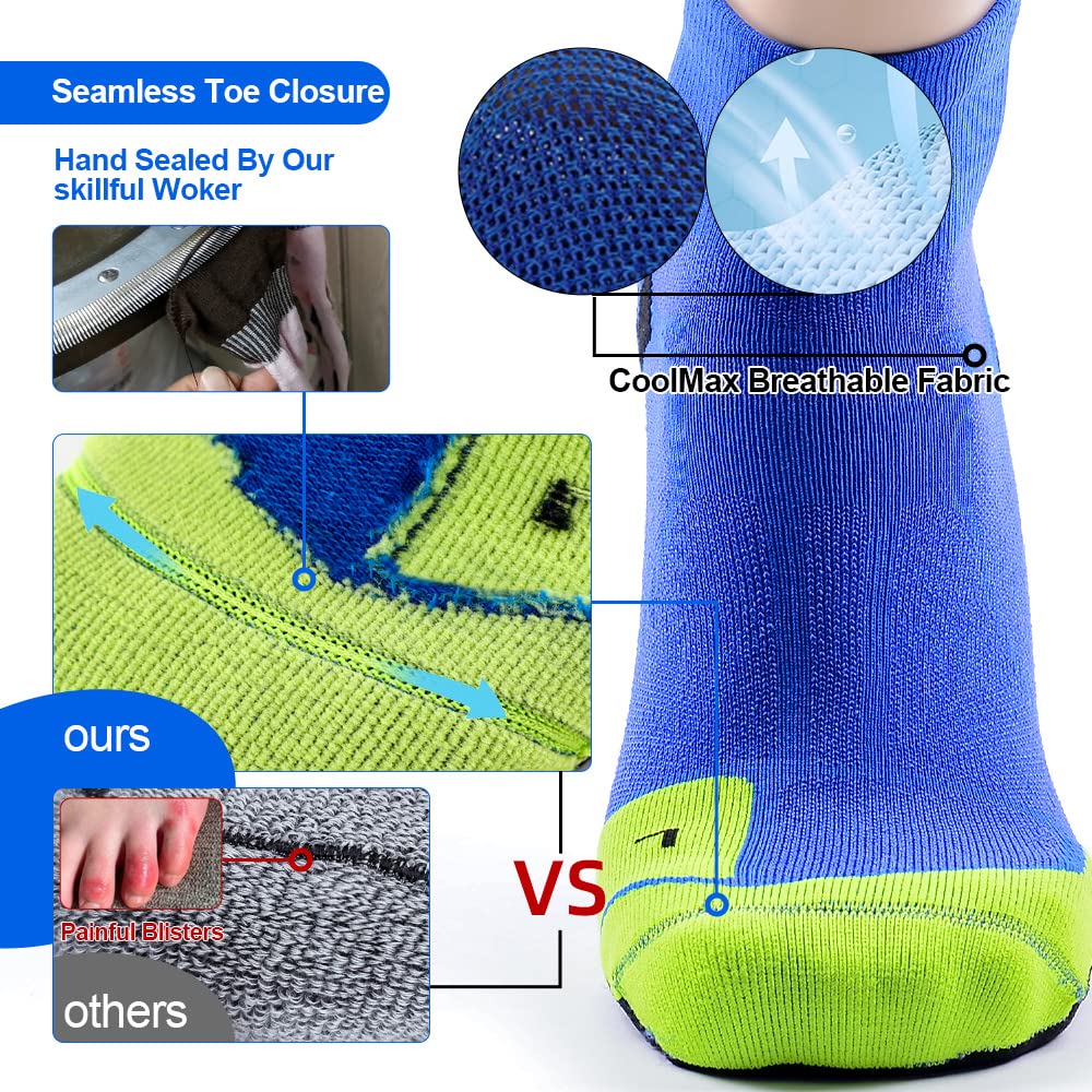 limide Athletic Sports Running Socks Coolmax Mens Moisture Fast Dry Compression Seamless Socks 3 Pairs(Size Medium 7-11)