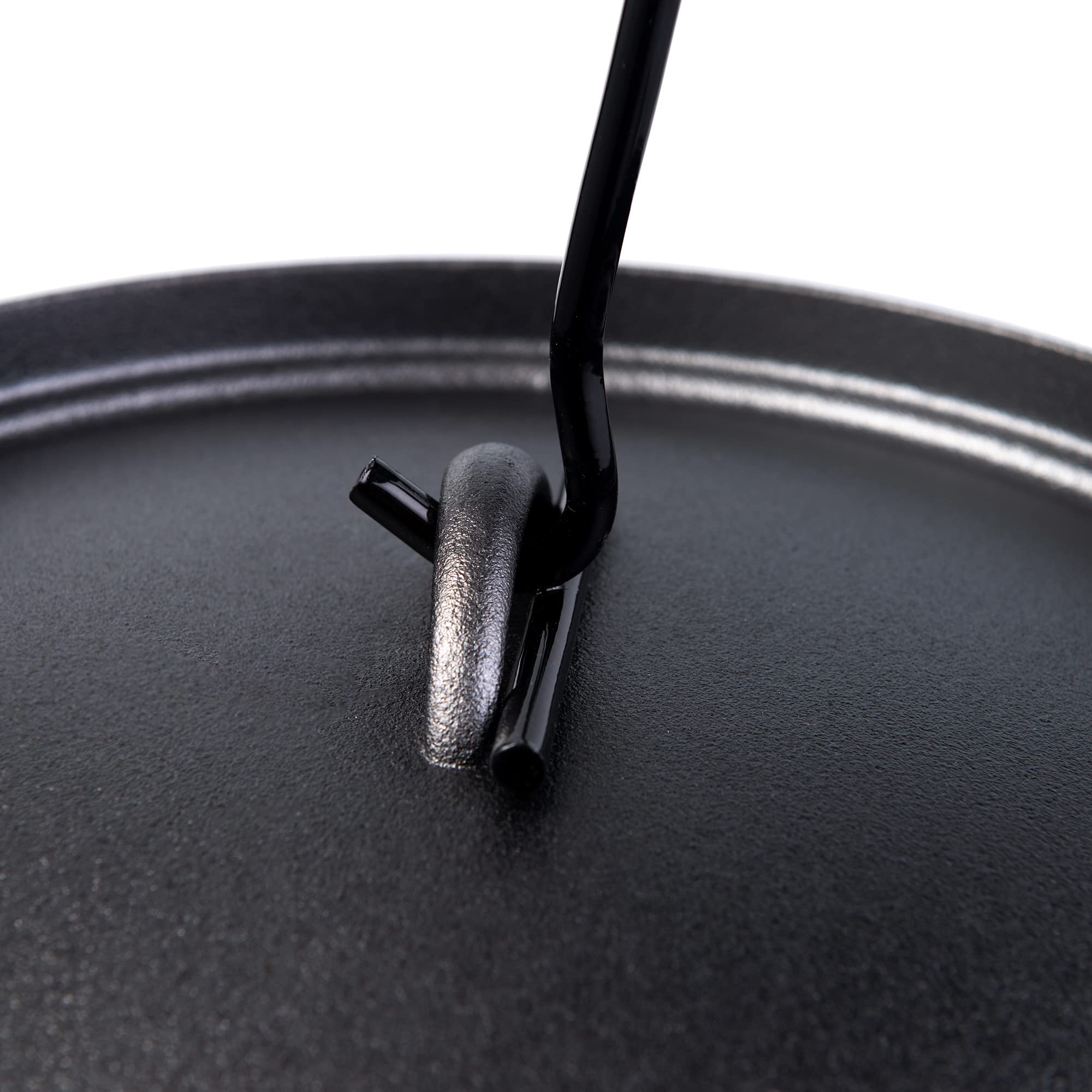 LACAST Cast Iron Camping Dutch Oven, 6-Quart Seasoned Cast Iron Pot with Lid Lifter, Perfect for Campfire or Fireplace Cooking (002)