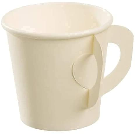 Kingzak Premium Espresso White Paper Cups with Handles - 4 oz (50 Pack) - Elegant, Eco-Friendly & Perfect for Creamy Coffee Moments