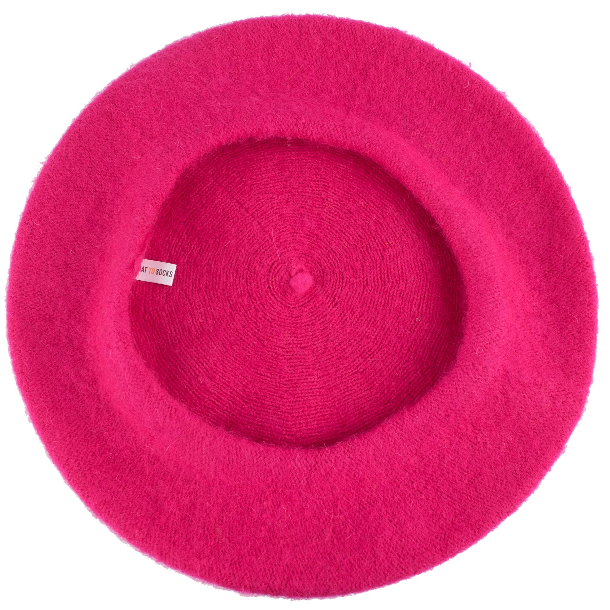 Hat To Socks Wool Blend French Beret for Men and Women in Plain Colours (Fuchsia)