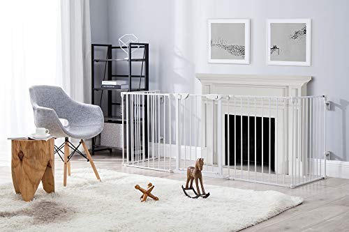 Inspirer Studio 5,6,8 Panel Heavy Duty Metal Gate Baby Pet Fence Safe Playpen Barrier (White, 6 Panel)