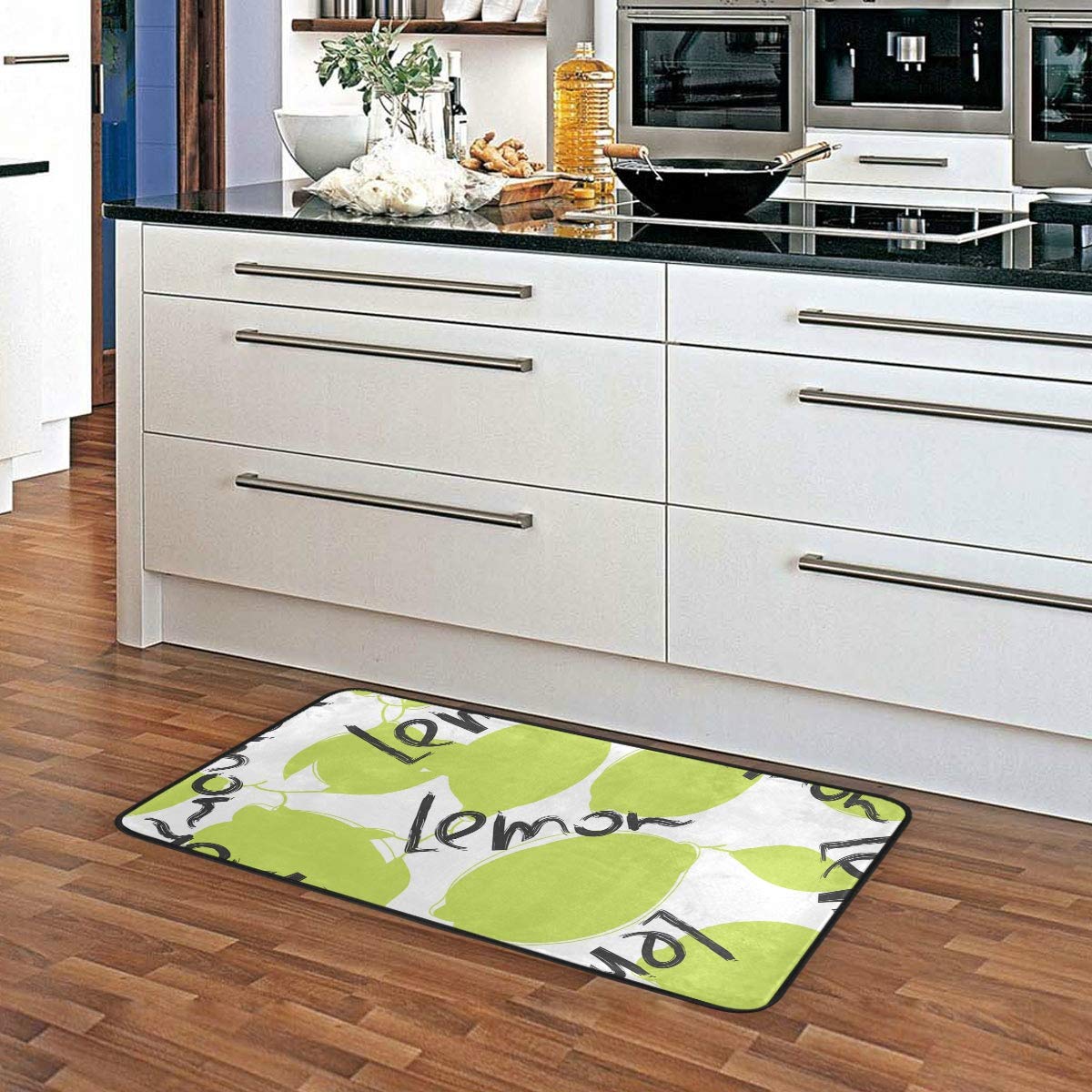 Kitchen Rugs Green Lime and Lemon Design Non-Slip Soft Kitchen Mats Bath Rug Runner Doormats Carpet for Home Decor, 39" X 20"