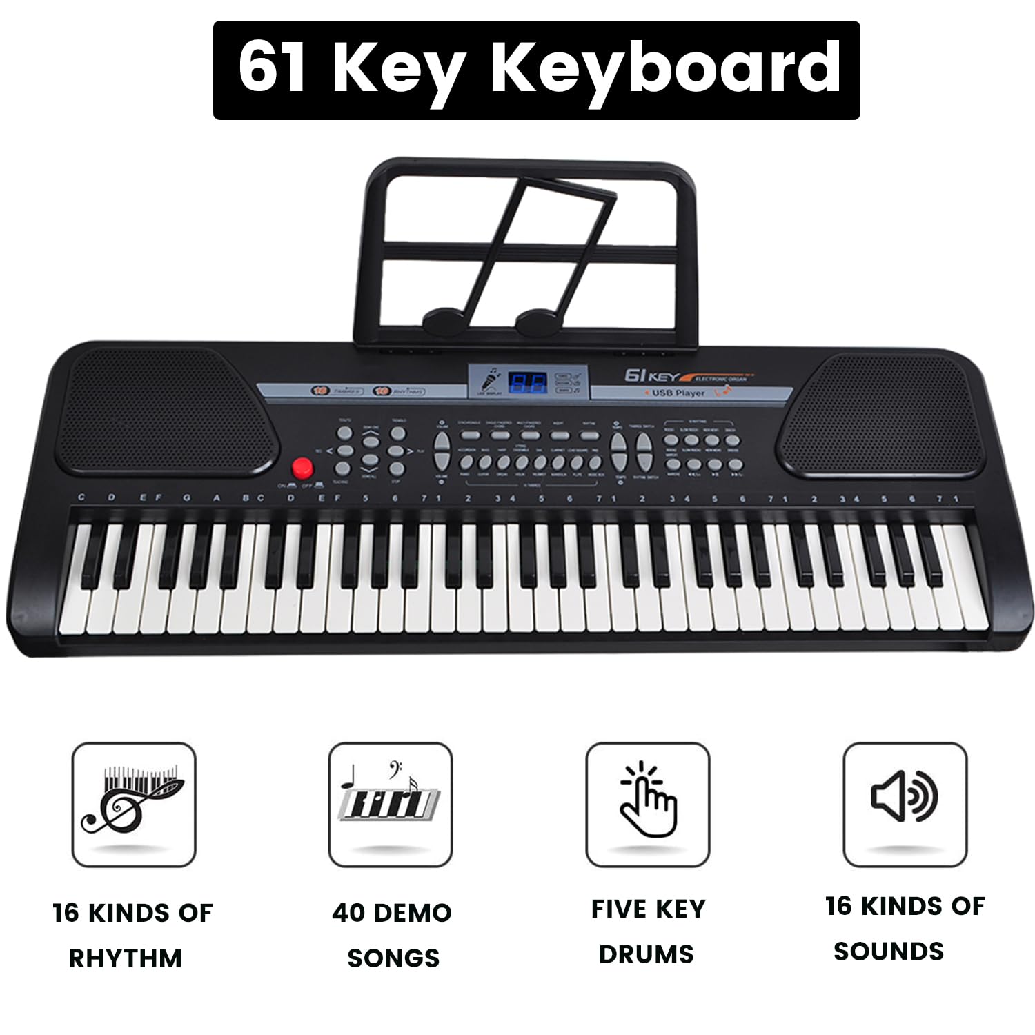 iMeshbean 61 Key Music Electronic Keyboard Electric Digital Piano Organ w/Stand Optional (Pink keyboard with stand)