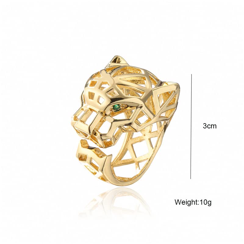 MEVESICUS 14k Gold Plated Panther Interlocked Adjustable Ring for Large Size Finger Exaggertad Rings Stackable Gold Rings for Women Men