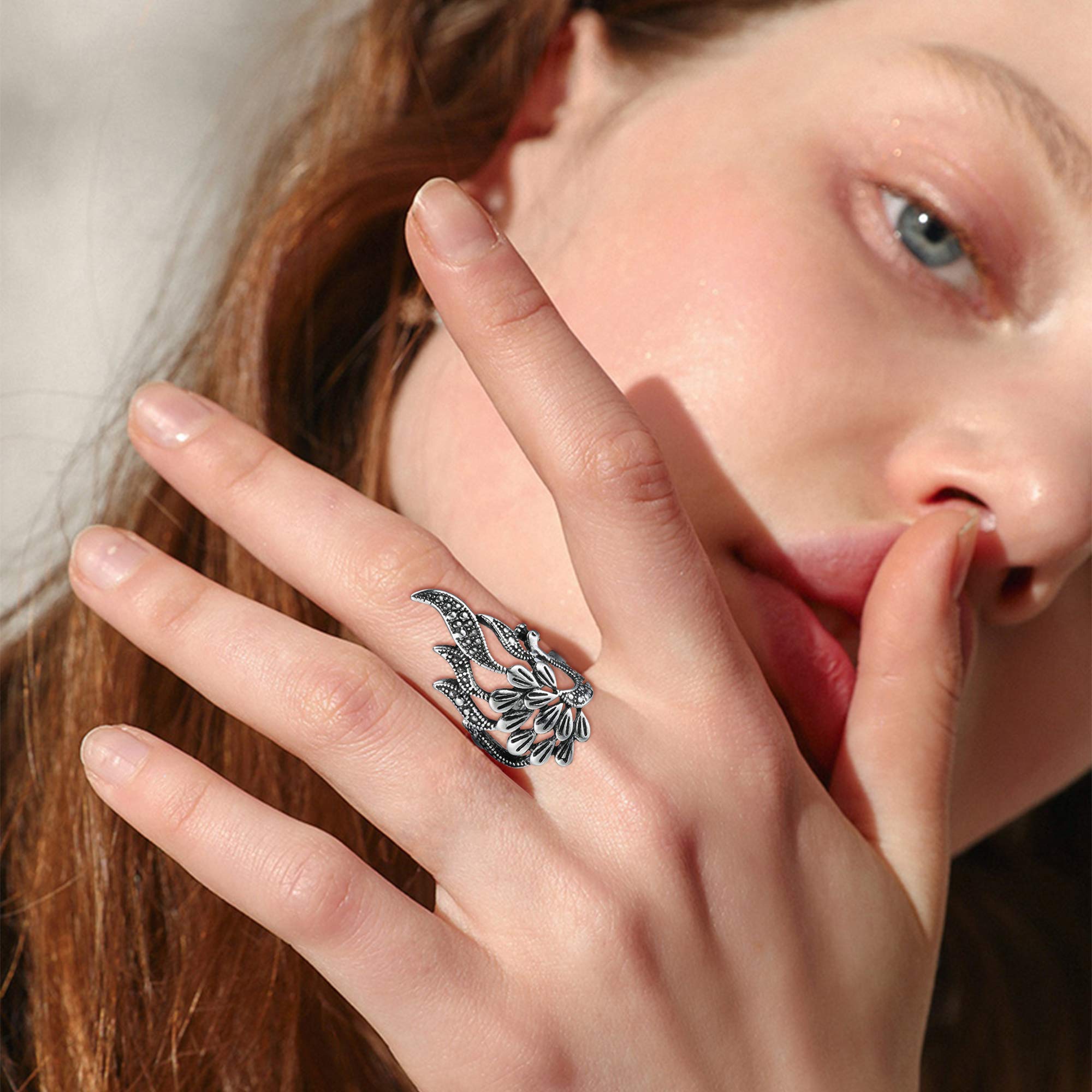 Jstyle 9Pcs Vintage Punk Rings for Men Women Snake Ring Dragon Open Rings Set Knuckle Stacking Ring Boho Finger Rings