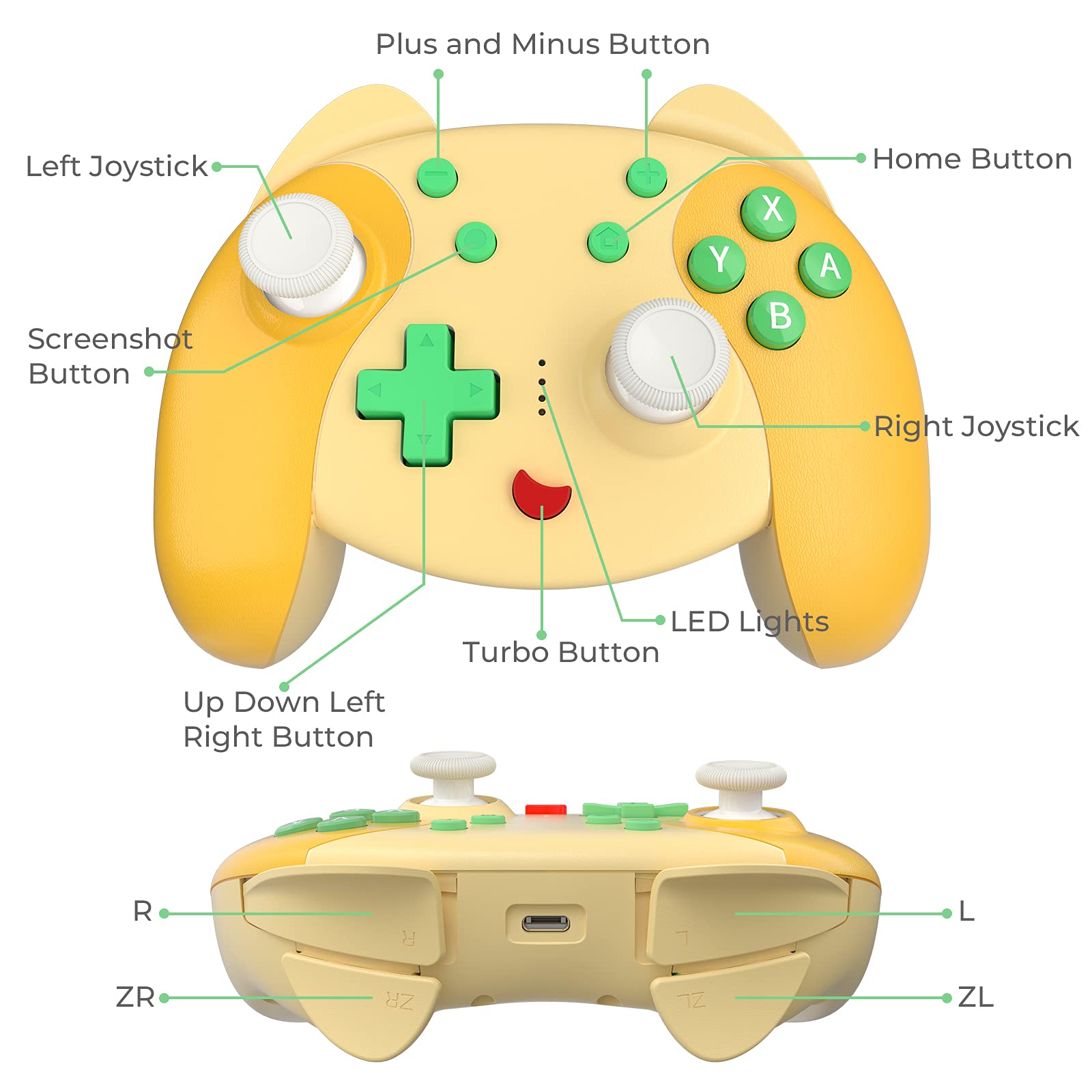 Isabelle Wireless Controller for Nintendo Switch, KINGEAR Cute Remote Switch Controller Compatible with Nintendo Switch/Switch Lite Console, Switch Pro Pontroller with NFC/ Wake-up/ Turbo/ 6-Axis