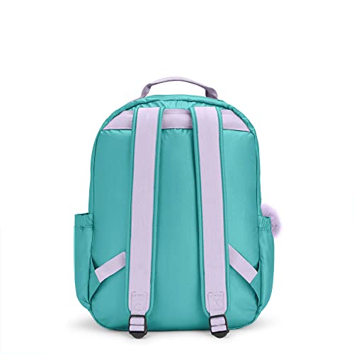 Kipling Women's Seoul 15" Laptop Backpack, Durable, Roomy with Padded Shoulder Straps, Built-in Protective Sleeve, Surfer Blue C, 13.75''L x 17.25''H x 8''D